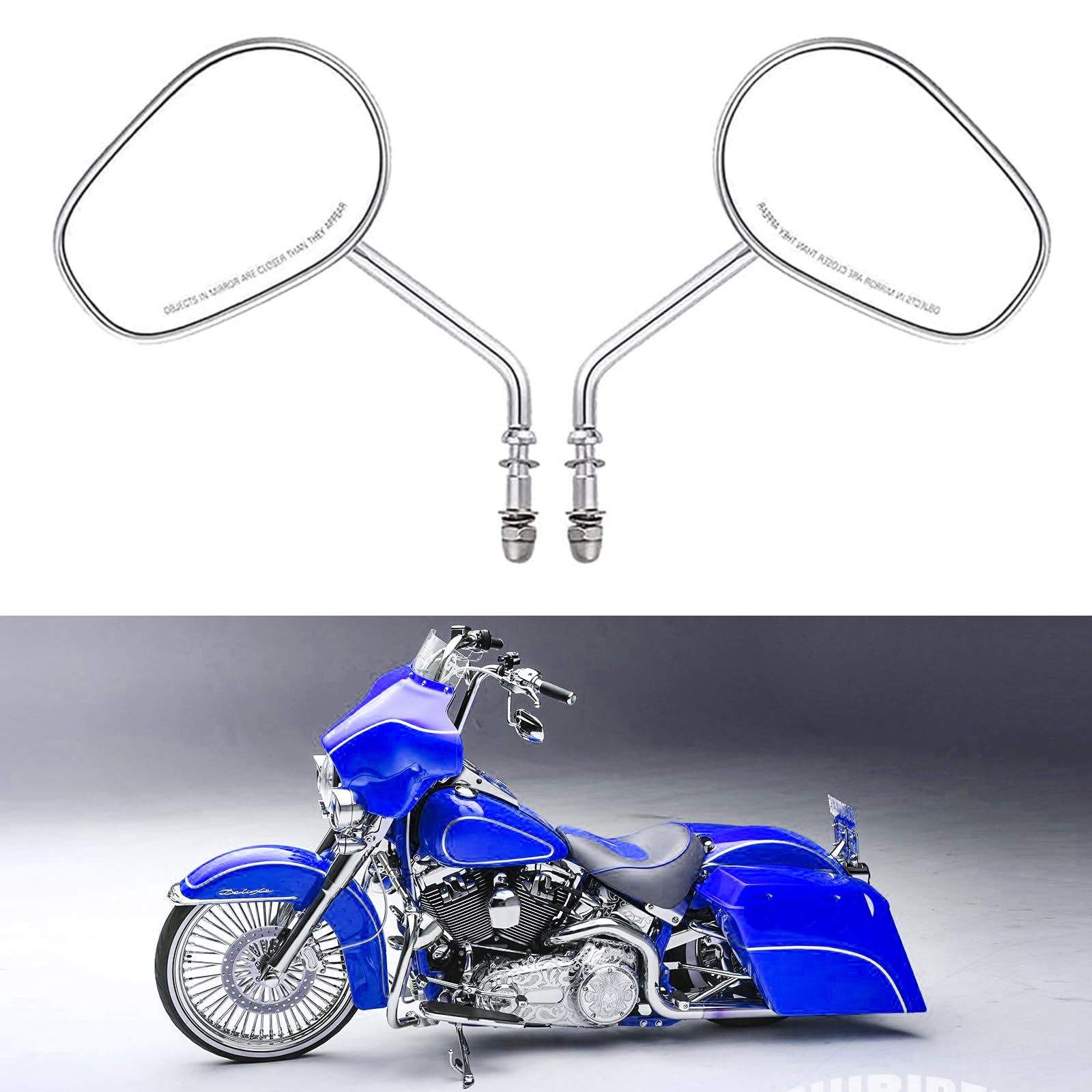 Snapklik.com : 8mm Chrome Motorcycle Sportster Mirrors Long Stem Compatible