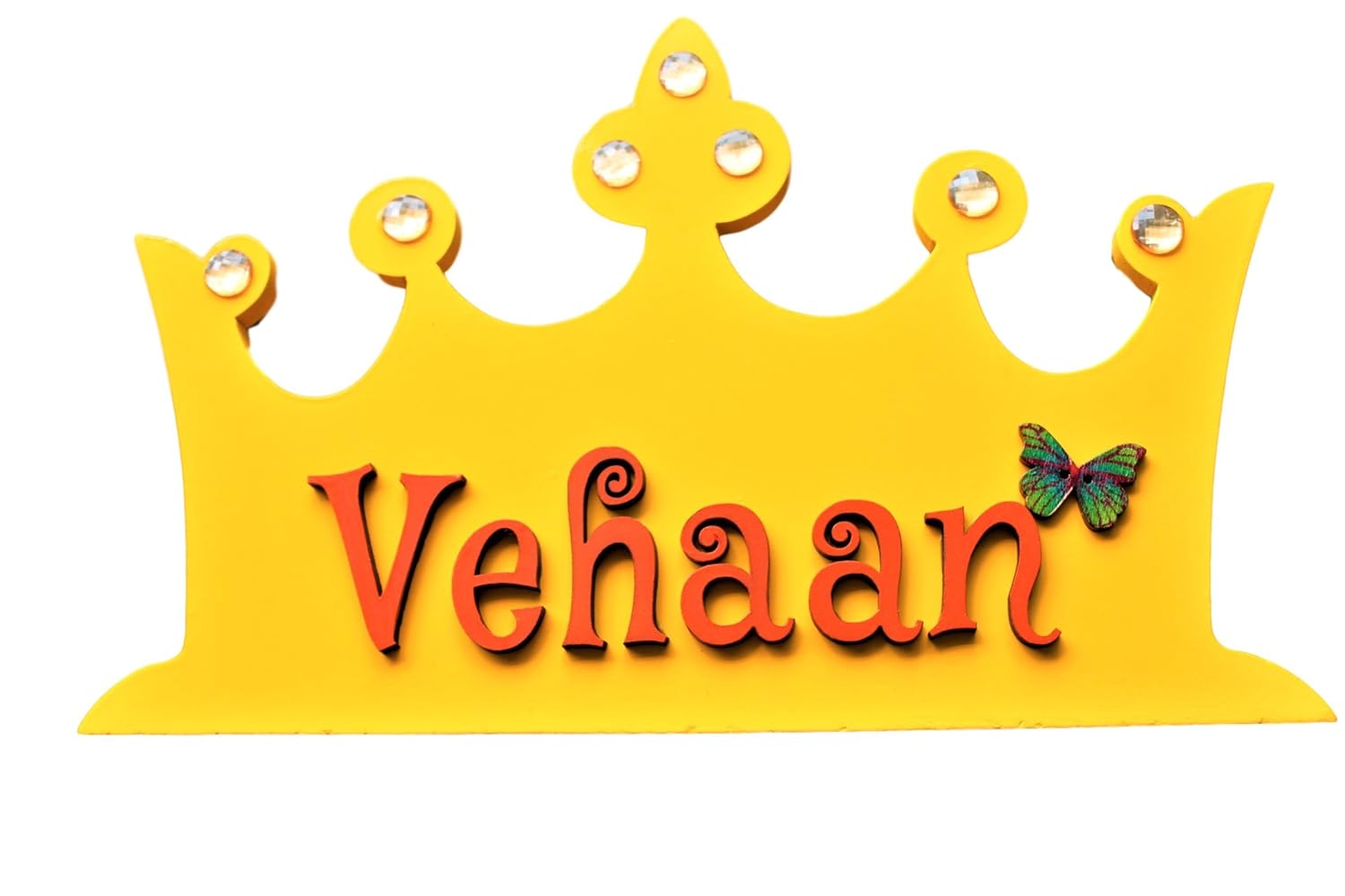 GiftzAvenue Crown Shape Nameplate for Kids with Crystals : Amazon.in ...