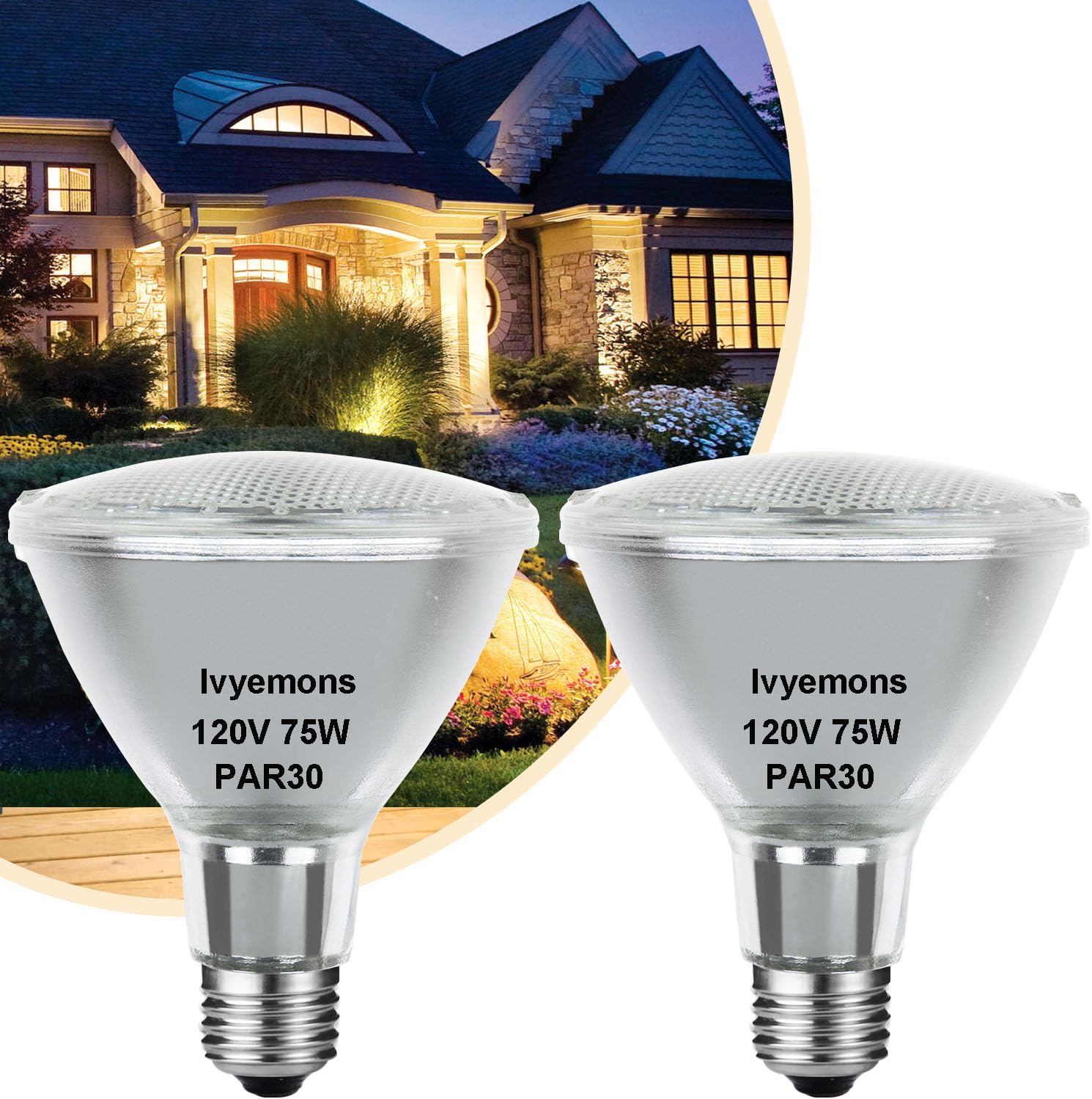 Ivyemons PAR30 Long Neck Halogen 75W 120V - 2 Pack PAR30 75W 120V Flood ...
