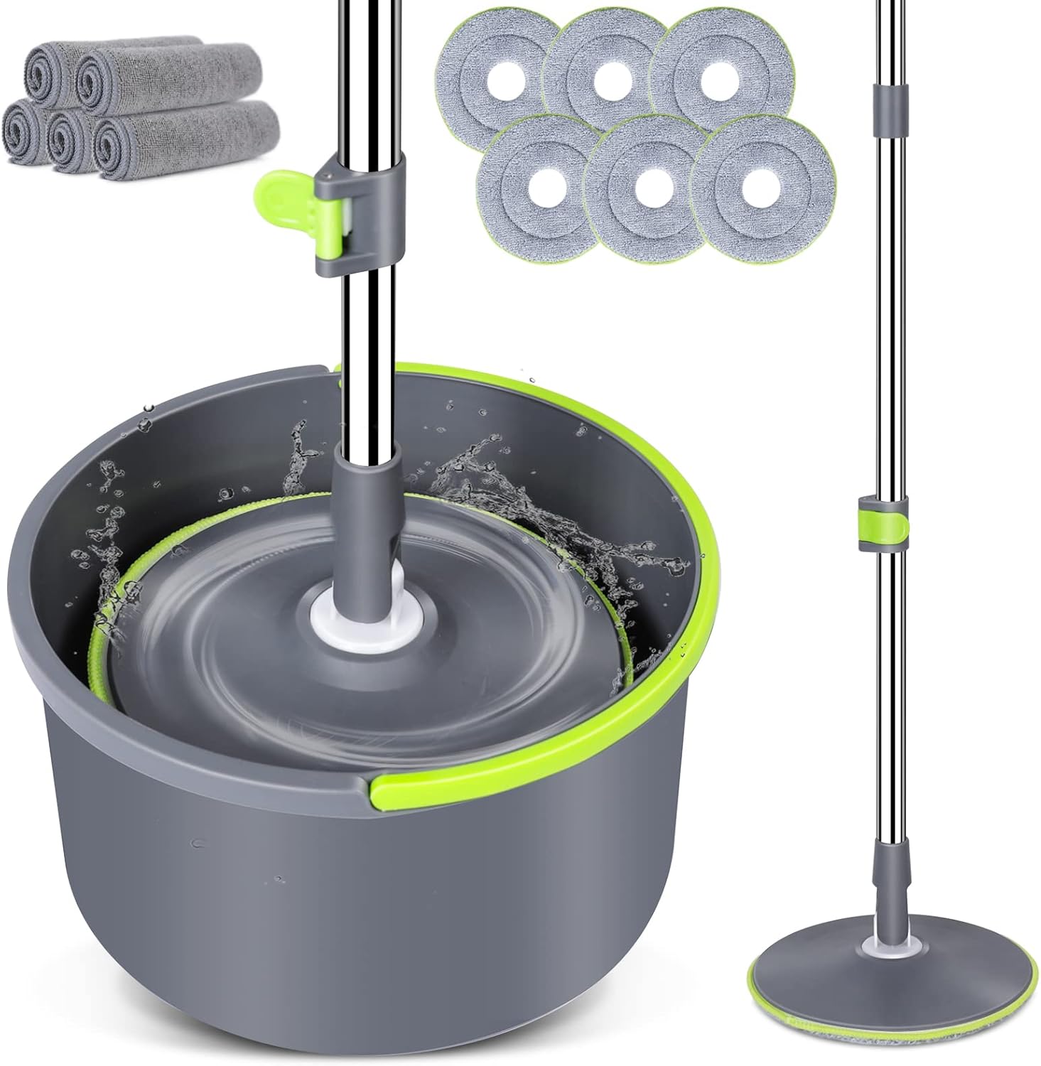 MASTERTOP Wischmopp Set mit Eimer, Flach Mopp with 130cm Ausziehbarer ...