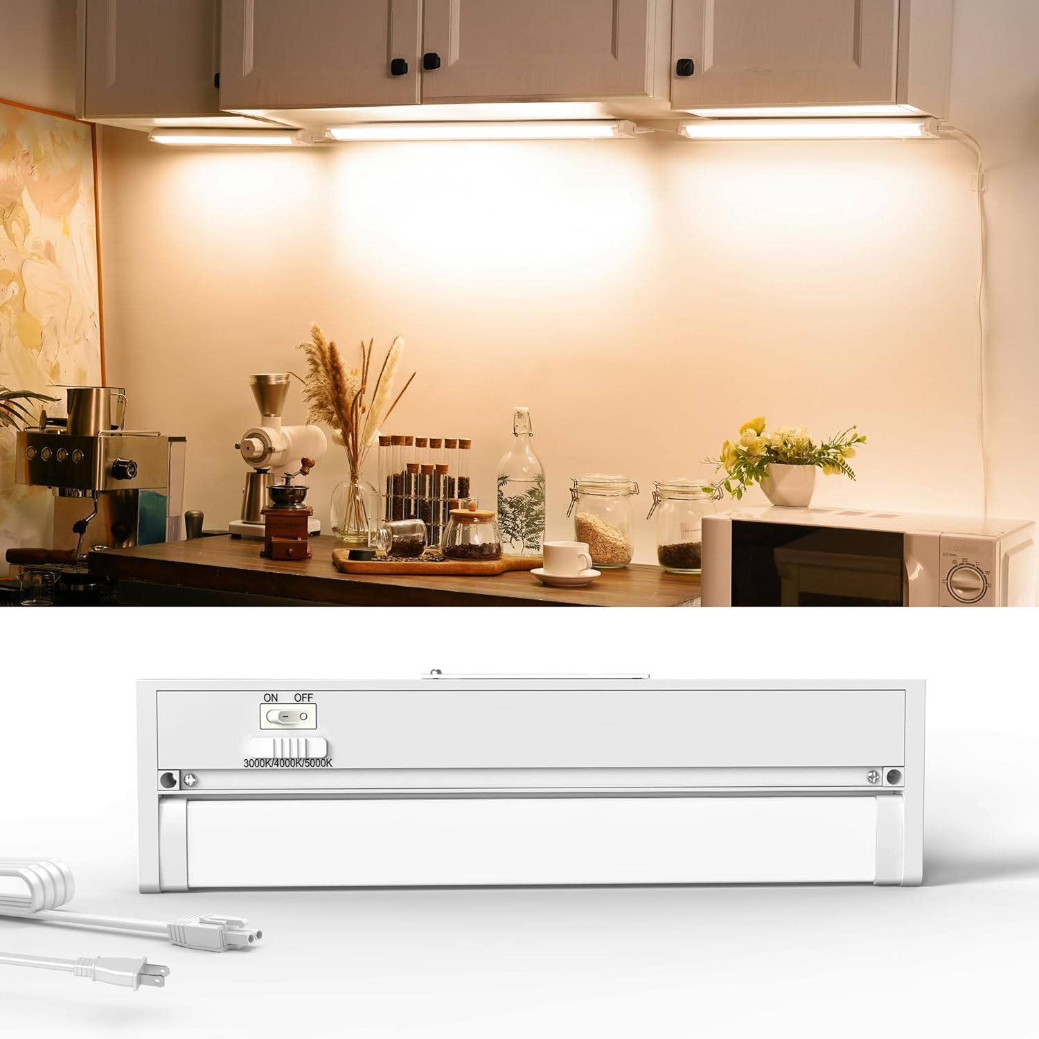 Snyloe 12" LED Under Cabinet Lighting, 8W 600LM, 3 Color Temperatures ...