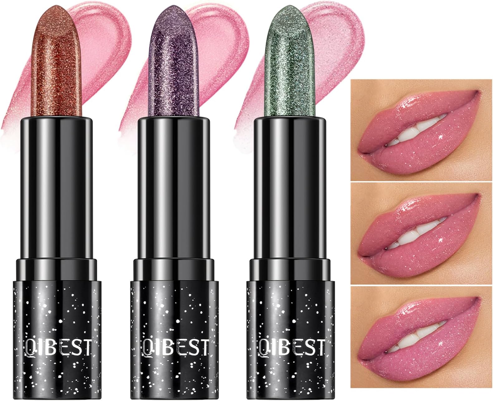 Amazon.com : DENESTUP Magic Color Changing Lipstick - Sparkling Glitter ...