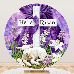 Amazon.com : Laeacco 7.2x7.2ft Easter He is Risen Round Backdrop Jesus ...