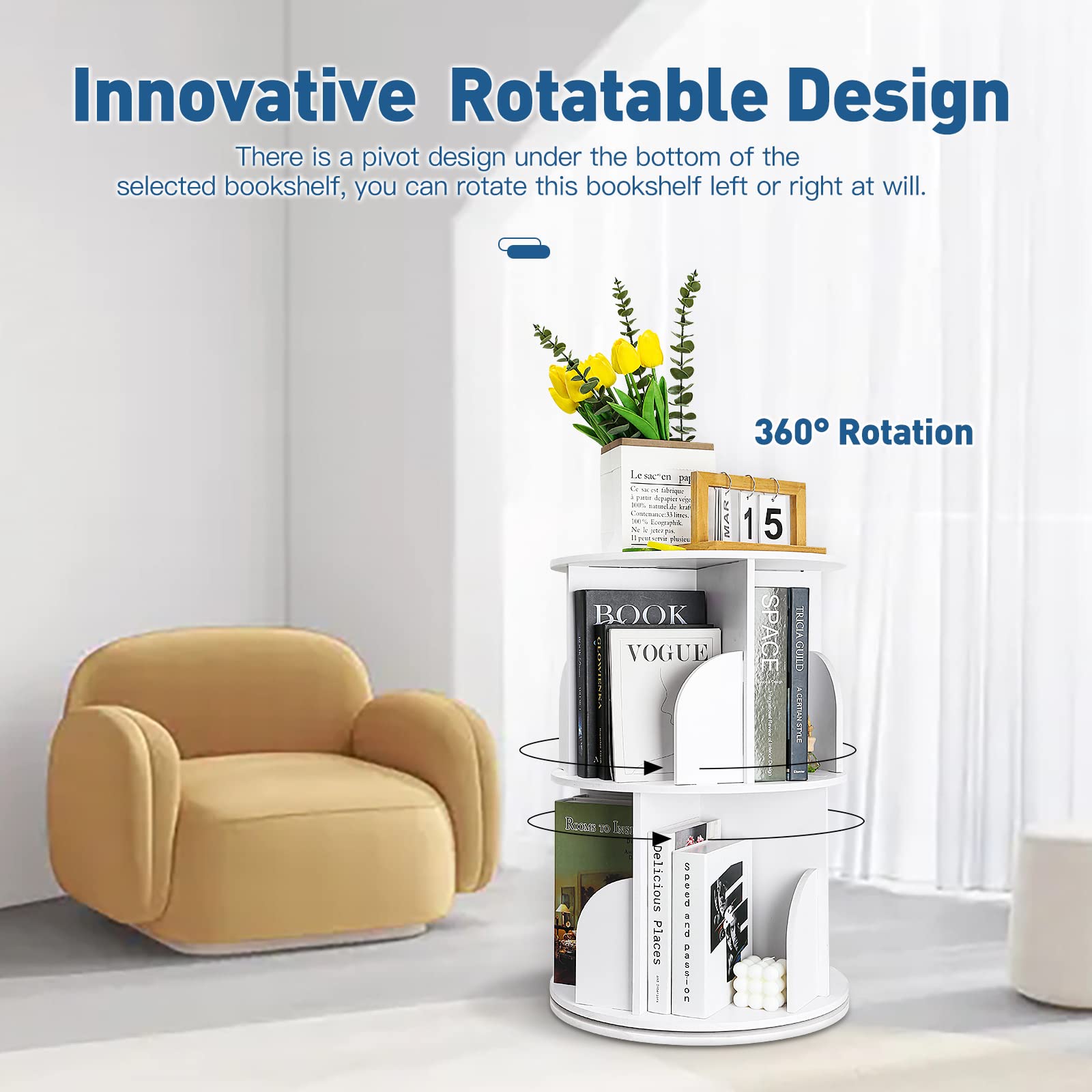 Snapklik.com : YGYQZ Upgraded Rotating Bookshelf - Bling 360 View ...