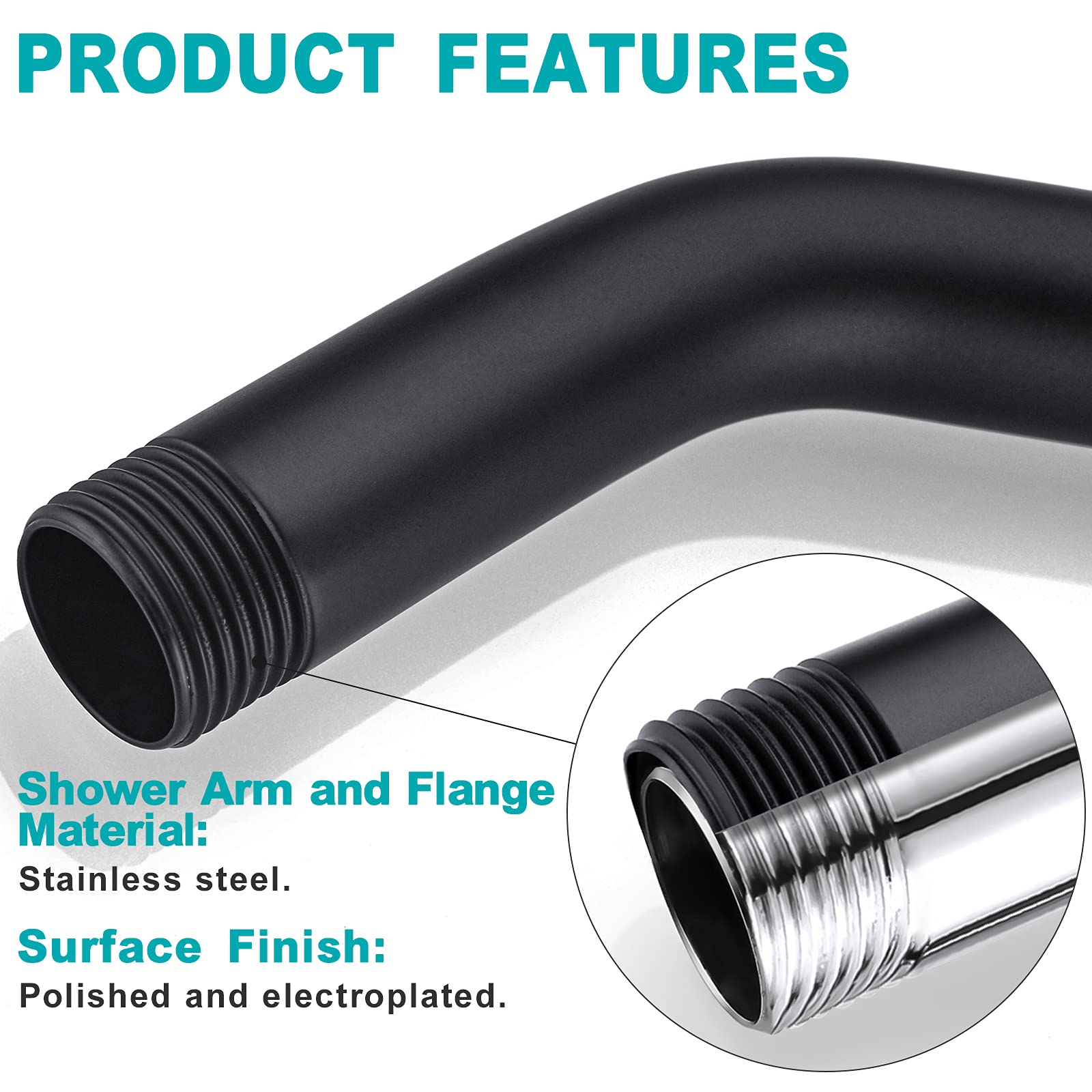 Snapklik.com : BESTILL Wall Mounted 8 Inch Shower Head Arm