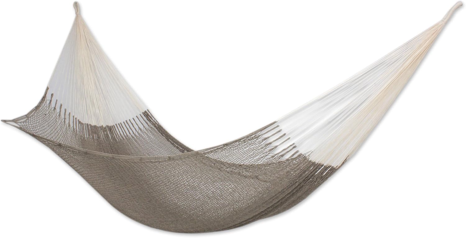 Amazon.com : NOVICA Natural Grey Hand Woven Cotton 2 Person XL Mayan ...