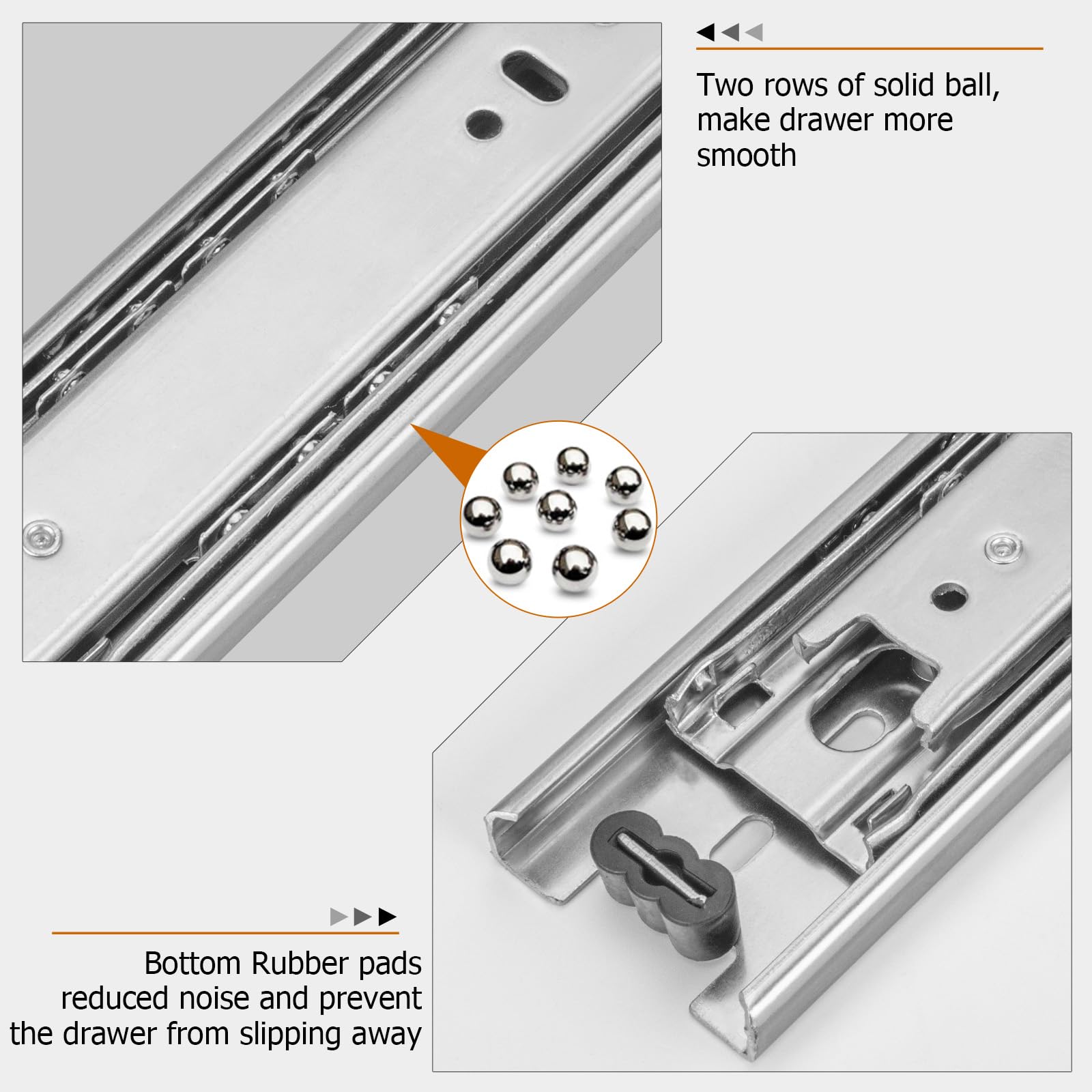 Snapklik.com : 2 Pairs Silver Ball Bearing Cabinet Drawer Glides 6 Inch ...