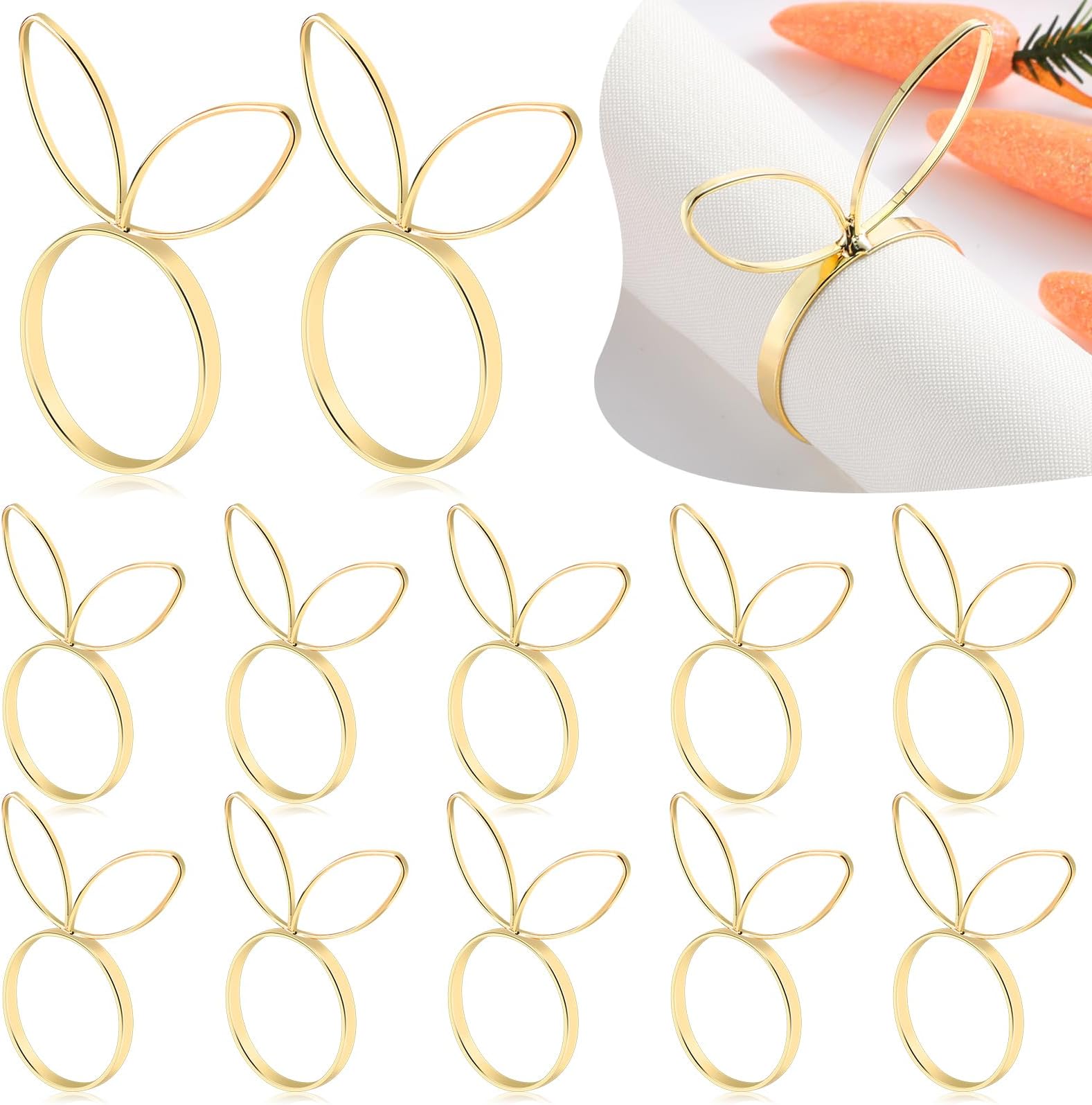 Amazon.com: FEPITO 12Pcs Easter Bunny Ear Napkin Rings Rabbit Napkin ...