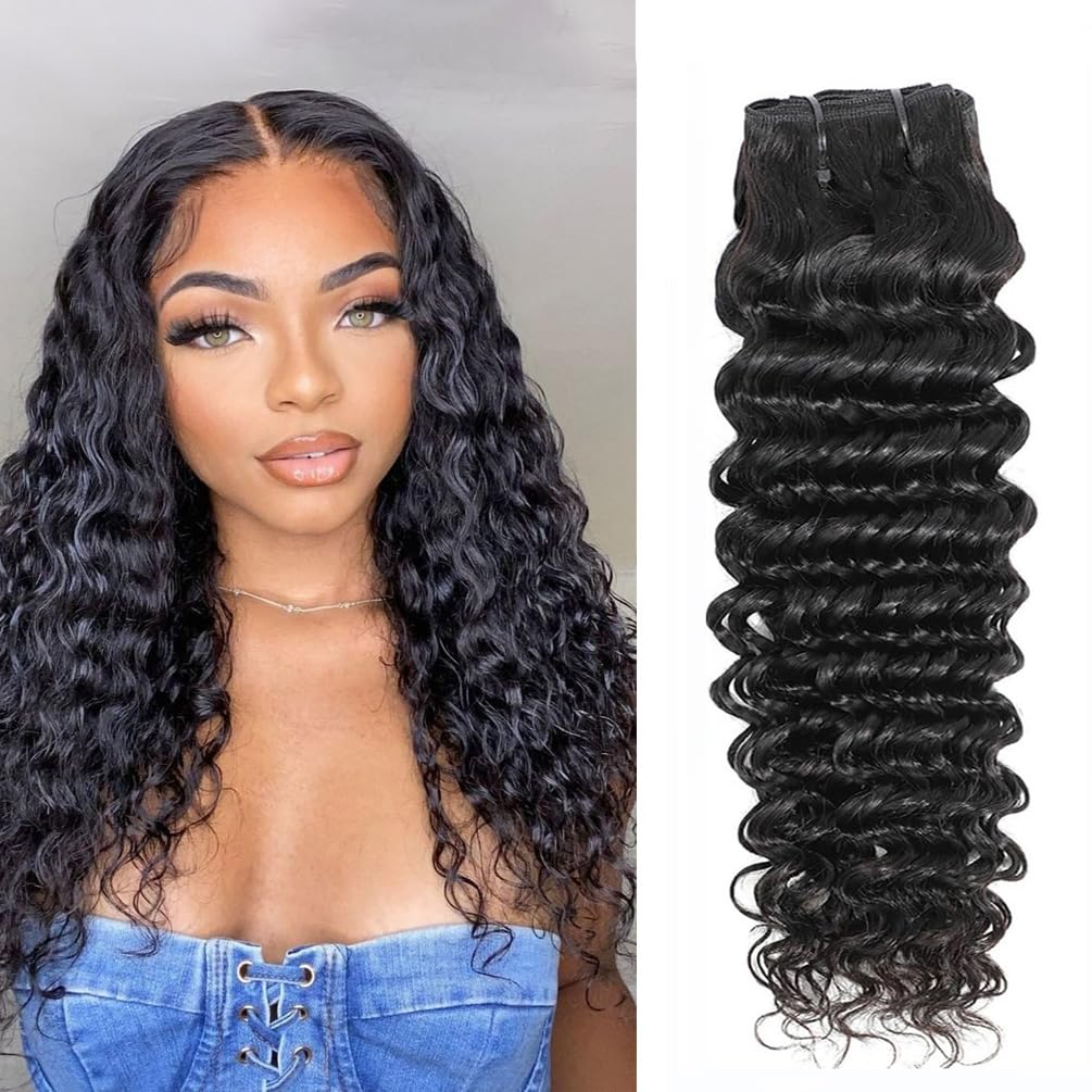 Amazon.com : Deep Wave Bundles Human Hair Bundles 14 Inch Hair Bundles 12A Unprocessed Brazilian ...