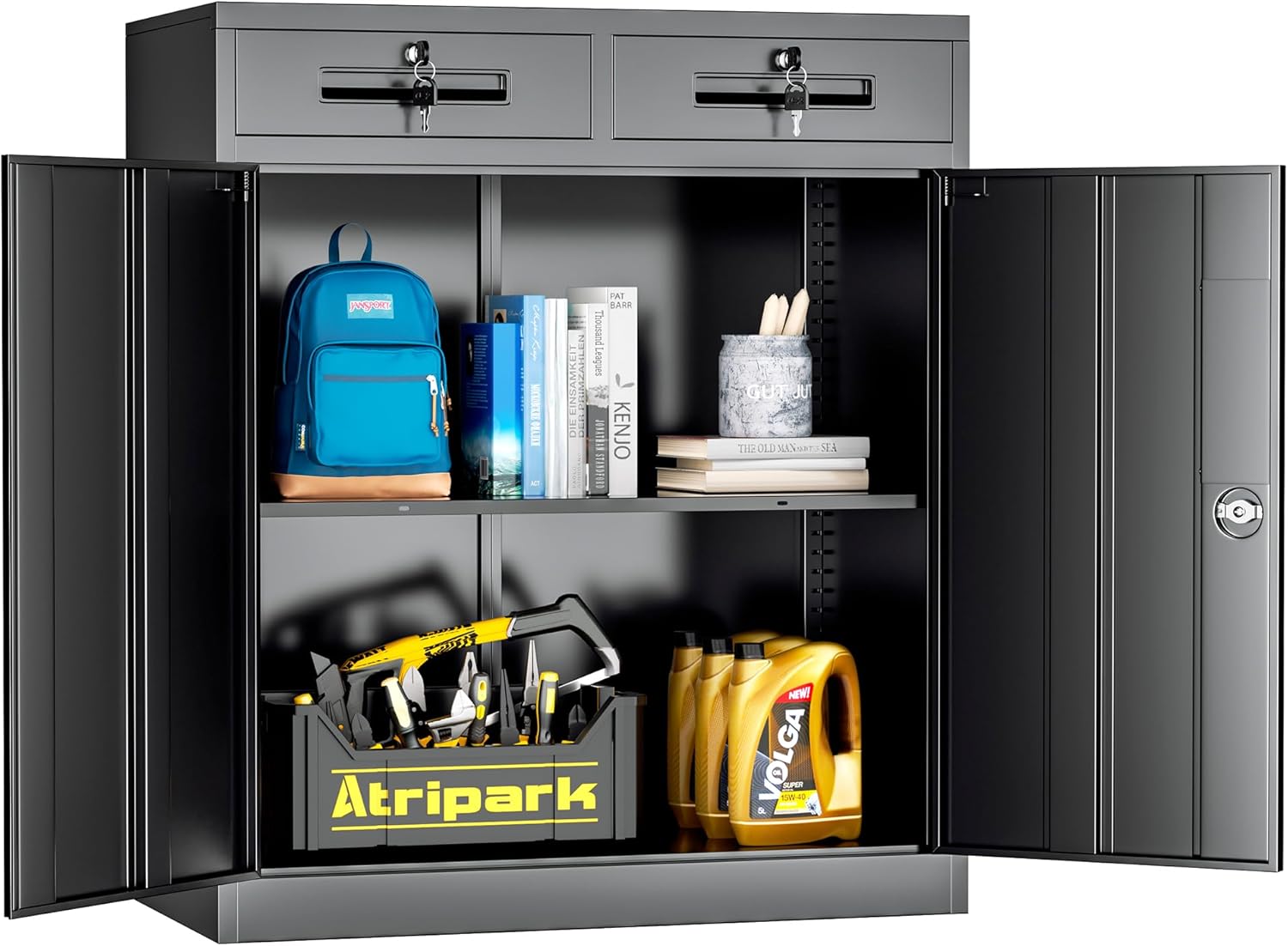 Amazon.com: Atripark Metal Storage Cabinet with Drawers, 42”H Garage ...