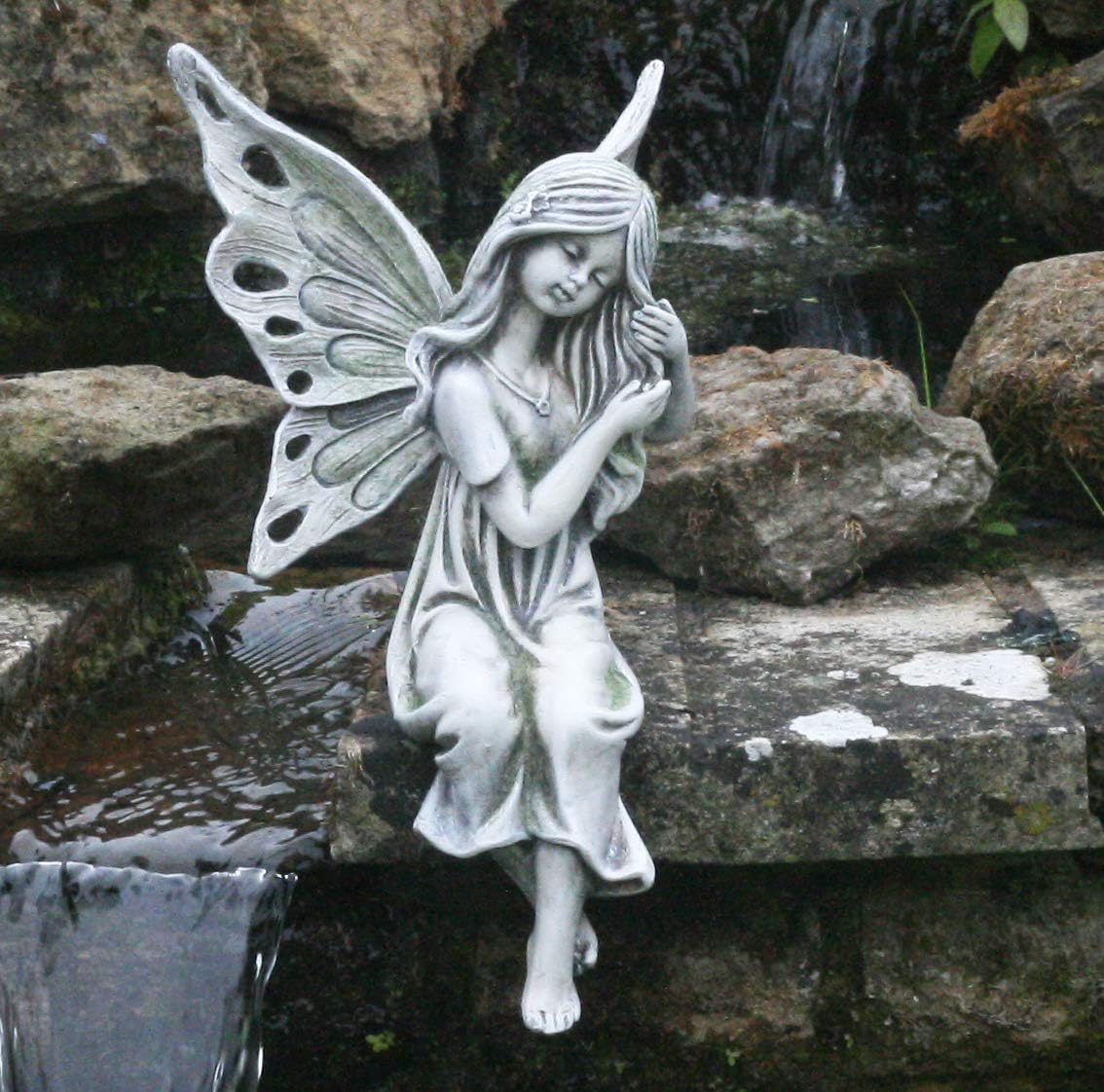 Design Toscano Fairy of the West Wind Sitting Garden Statue, 48.5 cm ...