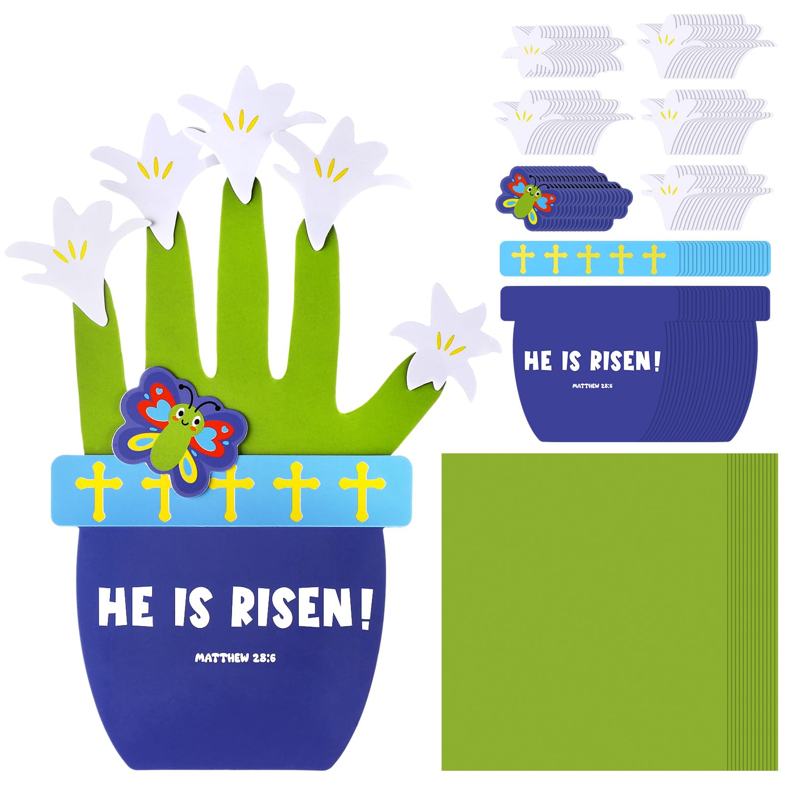 Snapklik.com : 24 Set Easter Crafts Kits He Is Risen Lily Craft ...