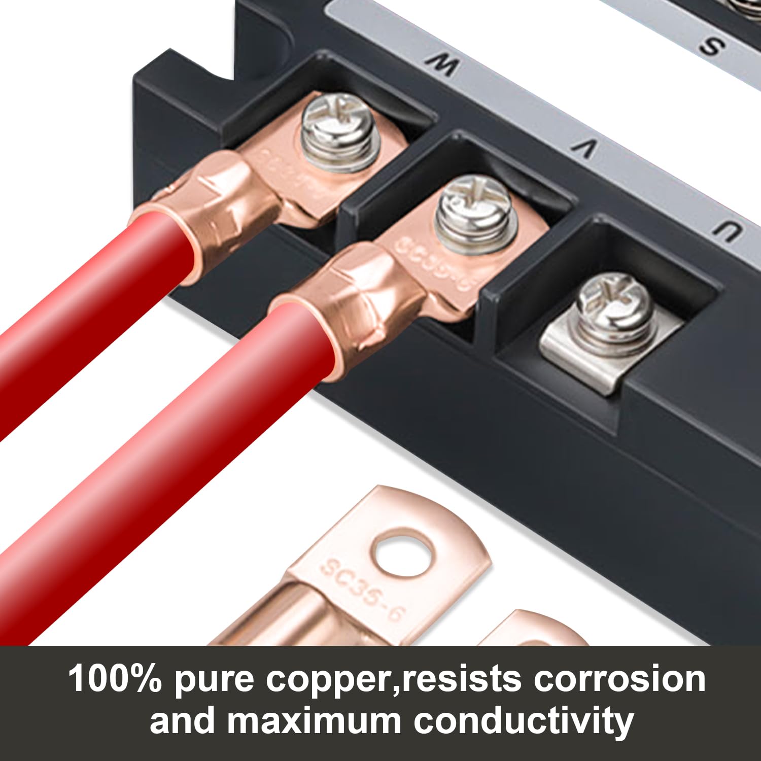 Snapklik.com : Taiss 110PCS Copper Wire Lugs,battery Lugs AWG 2/4/6/8 ...
