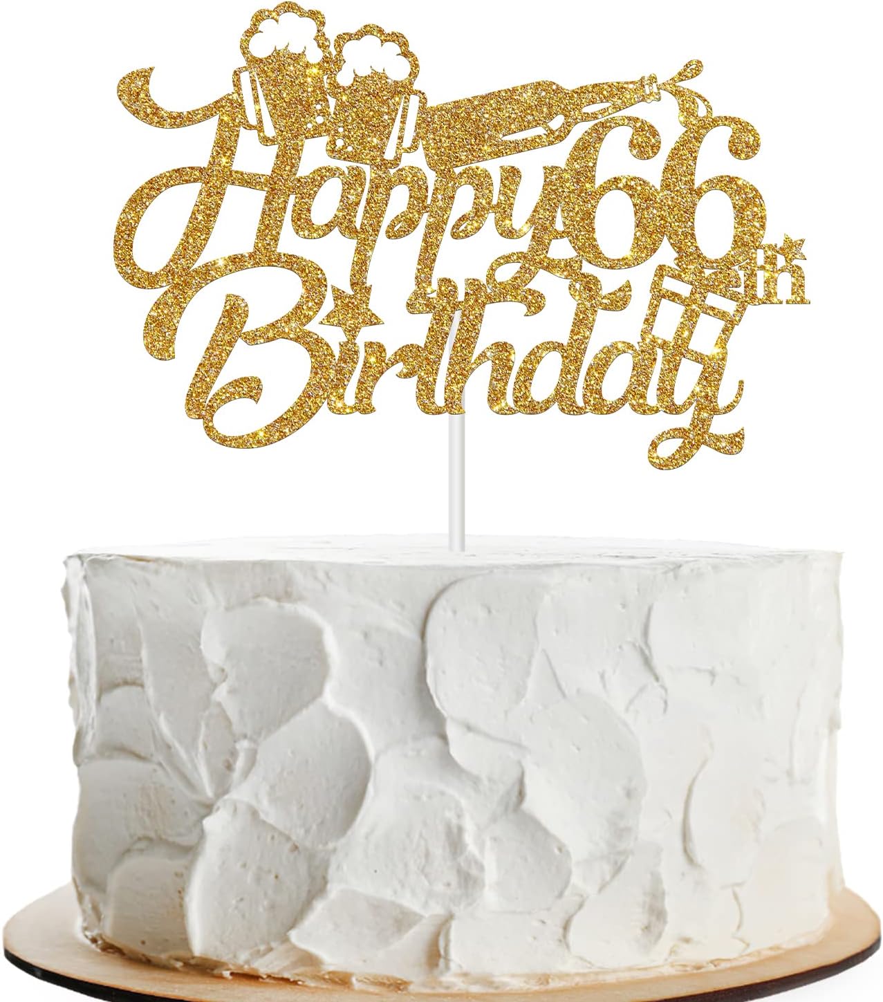 Amazon.com: Dalaber Happy 66th Birthday Cake Topper, Cheers to 66 Years ...
