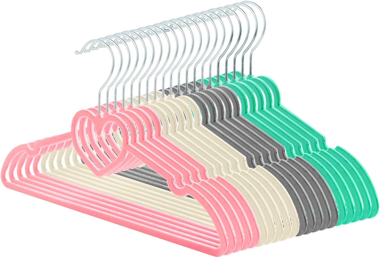 Amazon.com: Multi-Color Premium Velvet Hangers with Mini Hooks, Pack of ...