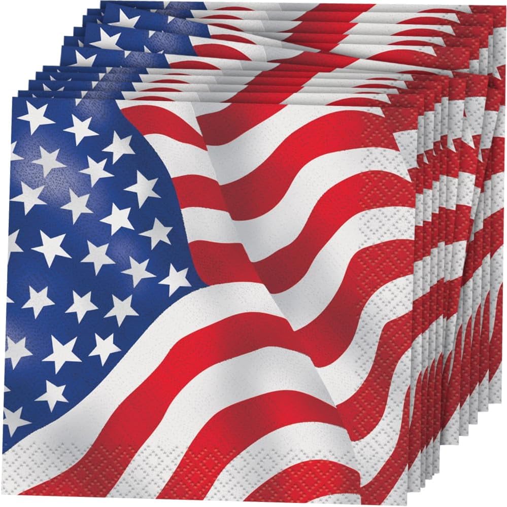 Amazon.com: Unique USA Flag Beverage Paper Napkins, 5" x 5", Multicolor ...