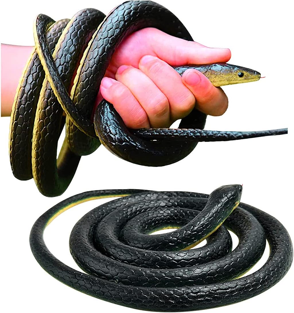 Amazon.com: Bygytyo Black Fake Snake, 54" Large Realistic Snake Toy ...