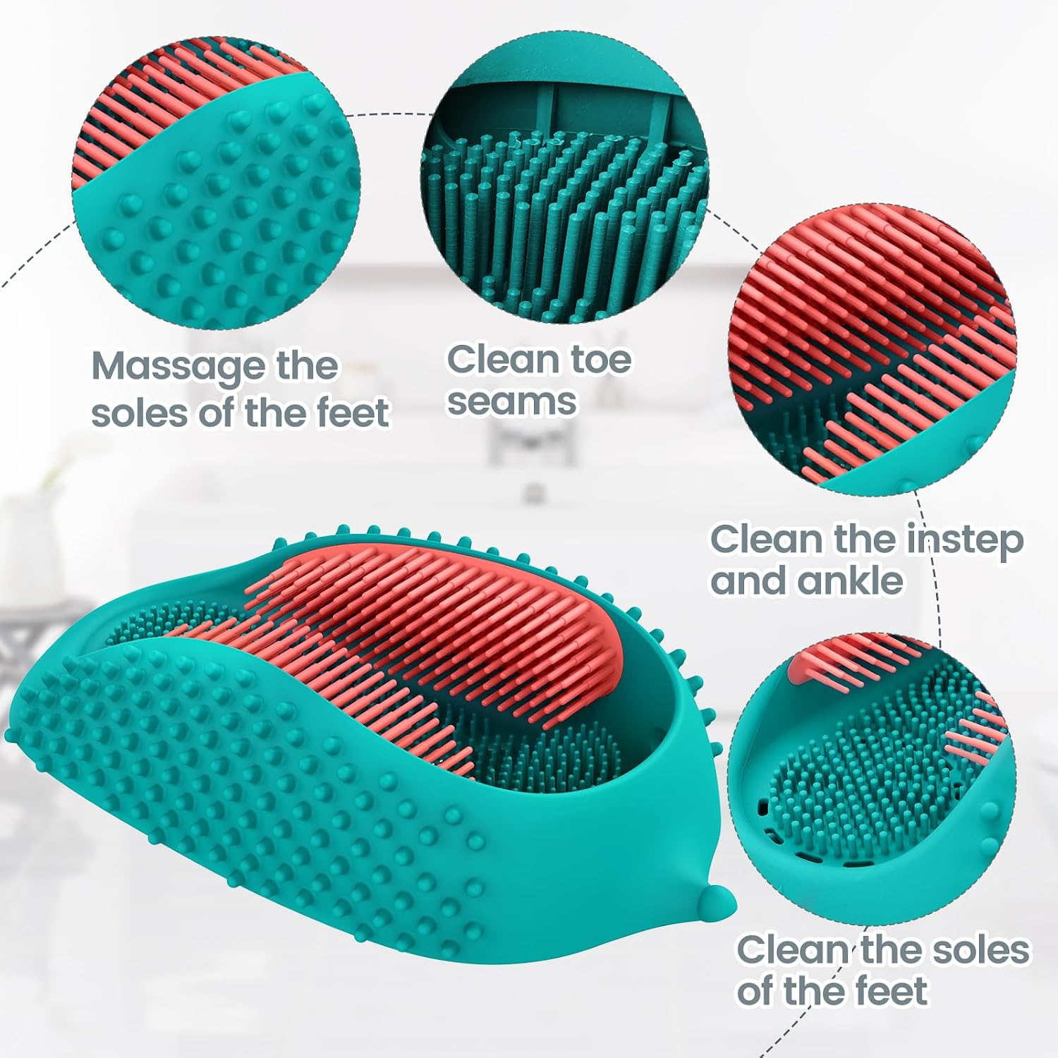 JIALEYA Lu-lala Shower Foot Scrubber – Portable Manual Foot Massager ...