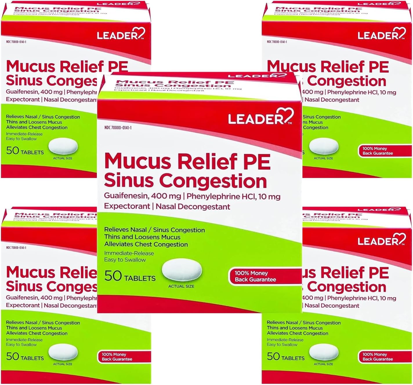 Amazon.com: Leader Mucus Relief PE Sinus Congestion, Expectorant; Nasal ...