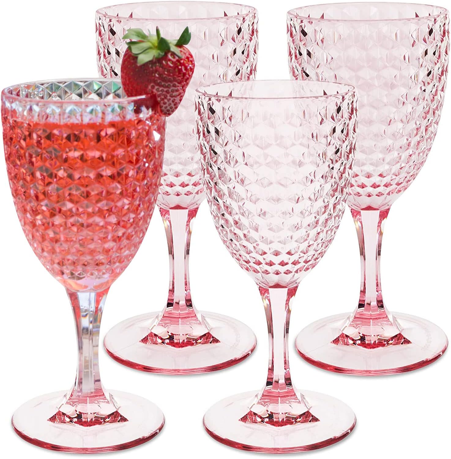 Amazon.com | Amazon Basics Tritan Hobnail Texture Footed Iced Tea ...