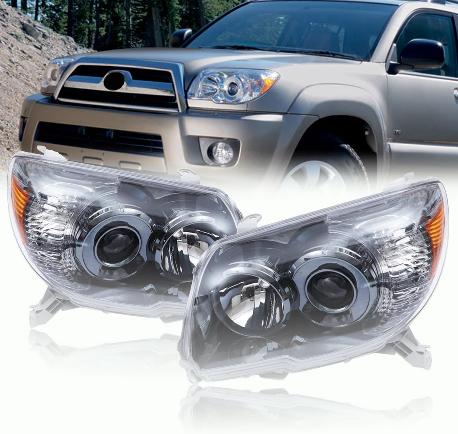 Amazon.com: Dual Halogen Projector Headlights Assembly Pair for Toyota ...