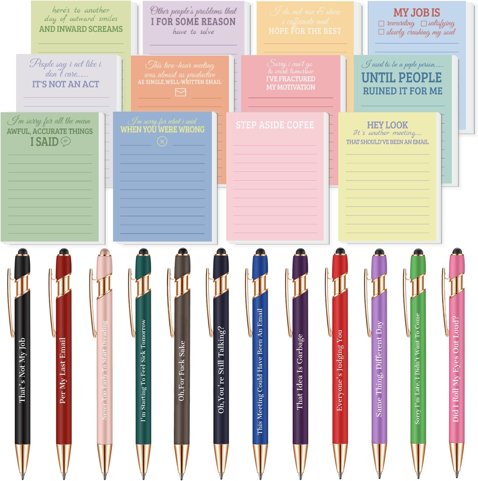 Amazon.com : Snarky Funny Office Notepads Pens,24 Pcs Negative ...