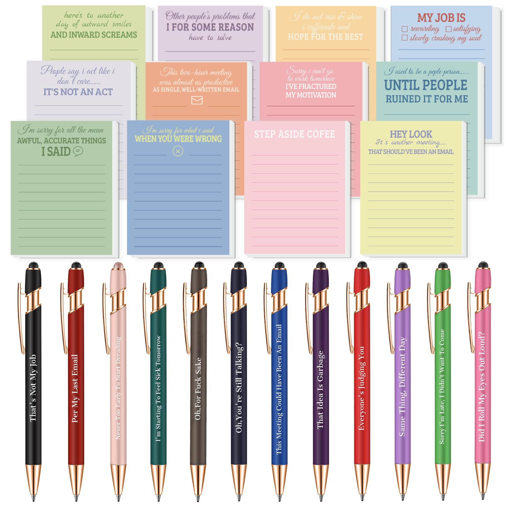 Amazon.com : Snarky Funny Office Notepads Pens,24 Pcs Negative ...