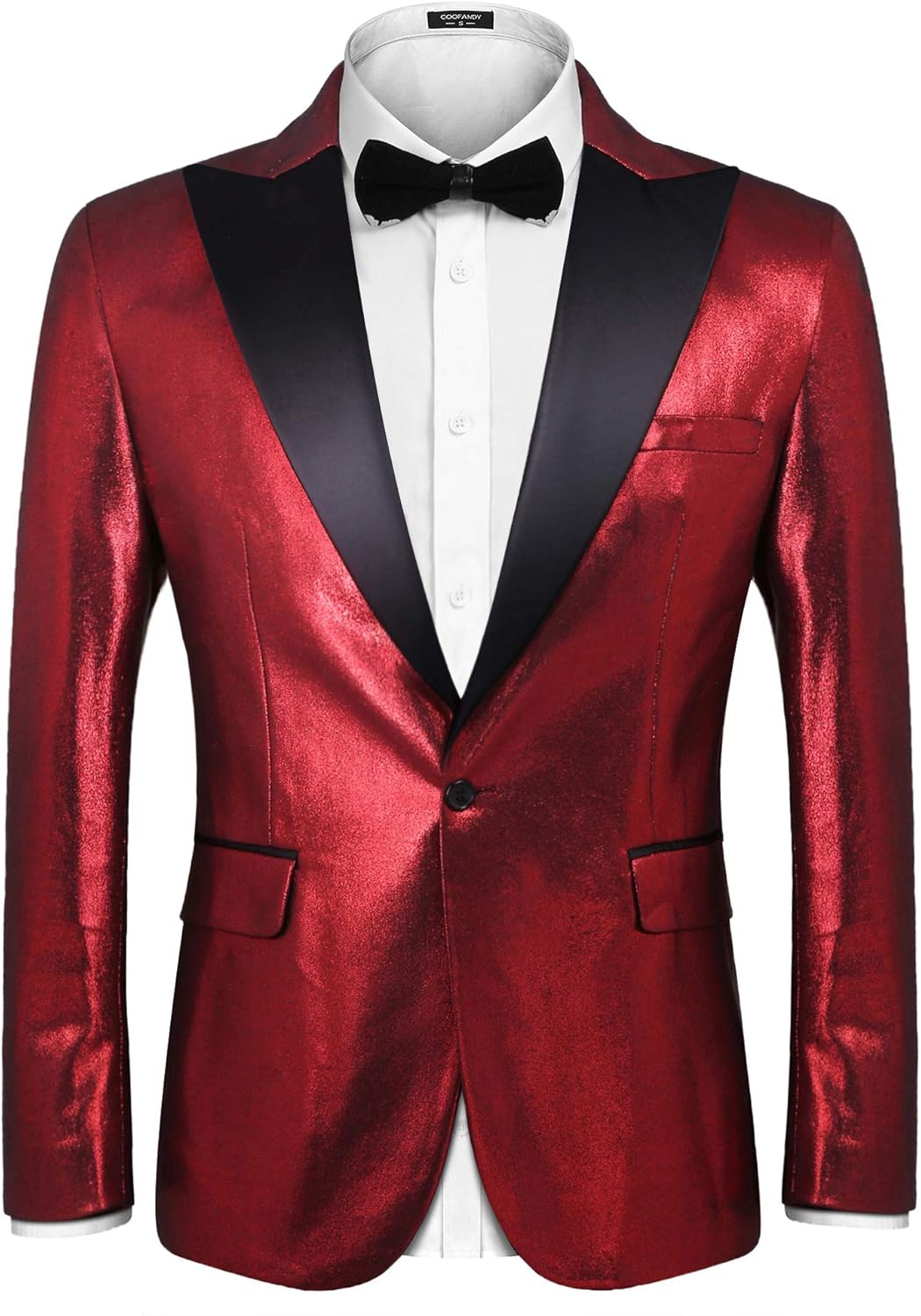 COOFANDY Mens Stylish Classic Dress Suit Solid Red Lapel Blazer Tuxedo ...