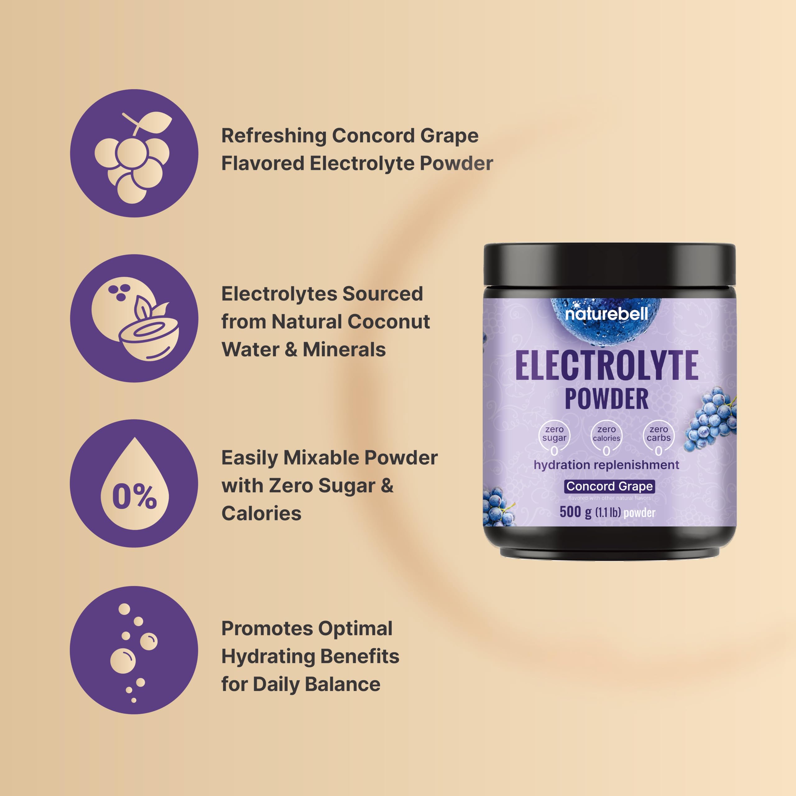 Snapklik.com : NatureBell Electrolytes Powder No Sugar, 500g