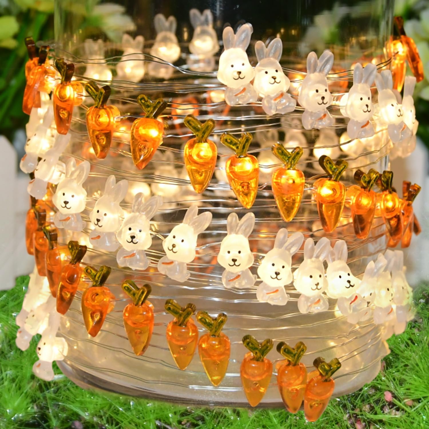 Amazon.com: Clearance 100 LED Easter Lights Battery Operated Mini Bunny ...