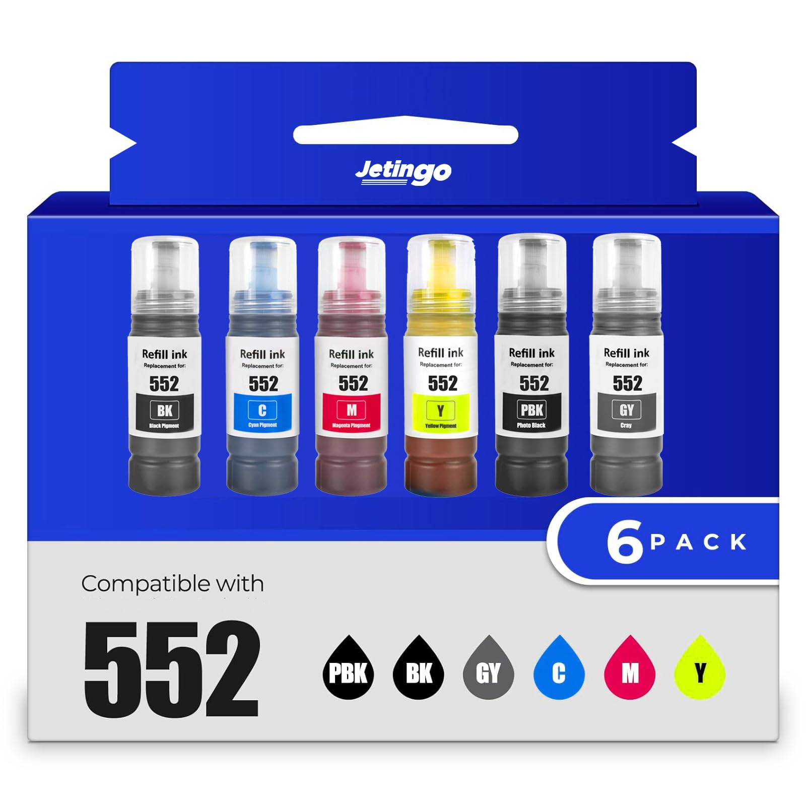 Amazon.com: Jetingo High Page Yield 552 Ink Refill Bottles Replacement ...