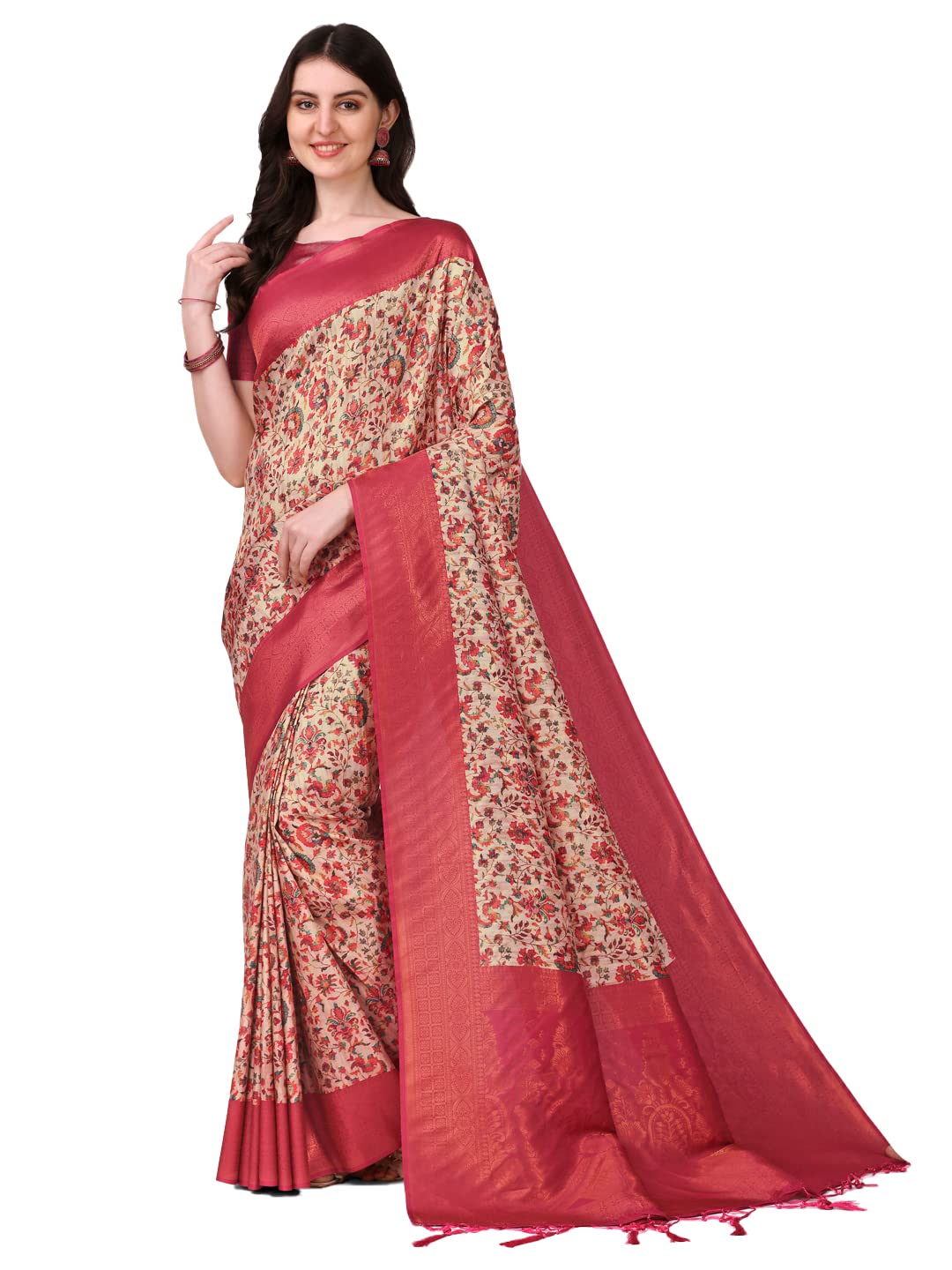 Pujia Mills Womens Pure Kanjeevaram Banarasi Jacquard Saree (DTC ...