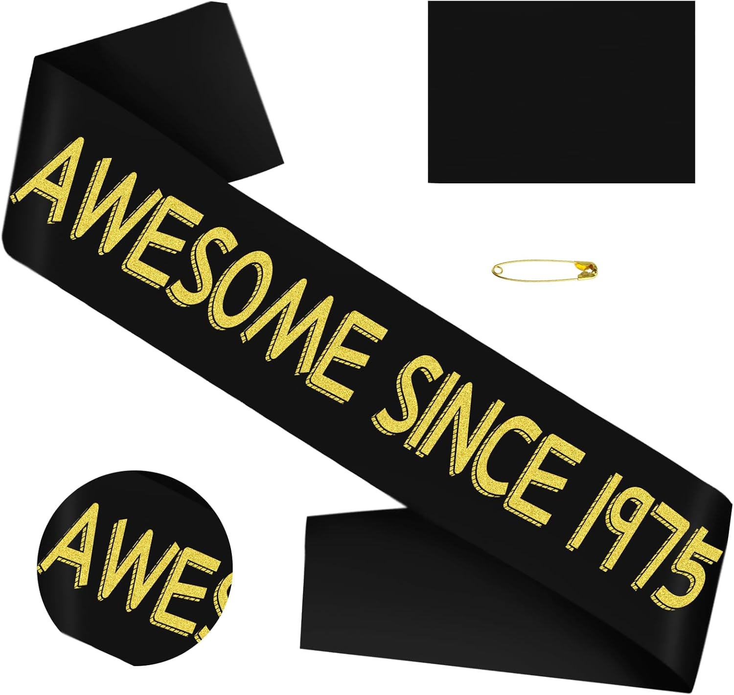 Amazon.com: Awesome Since 1975 Sash - Black Gold 50th Birthday Sash and ...