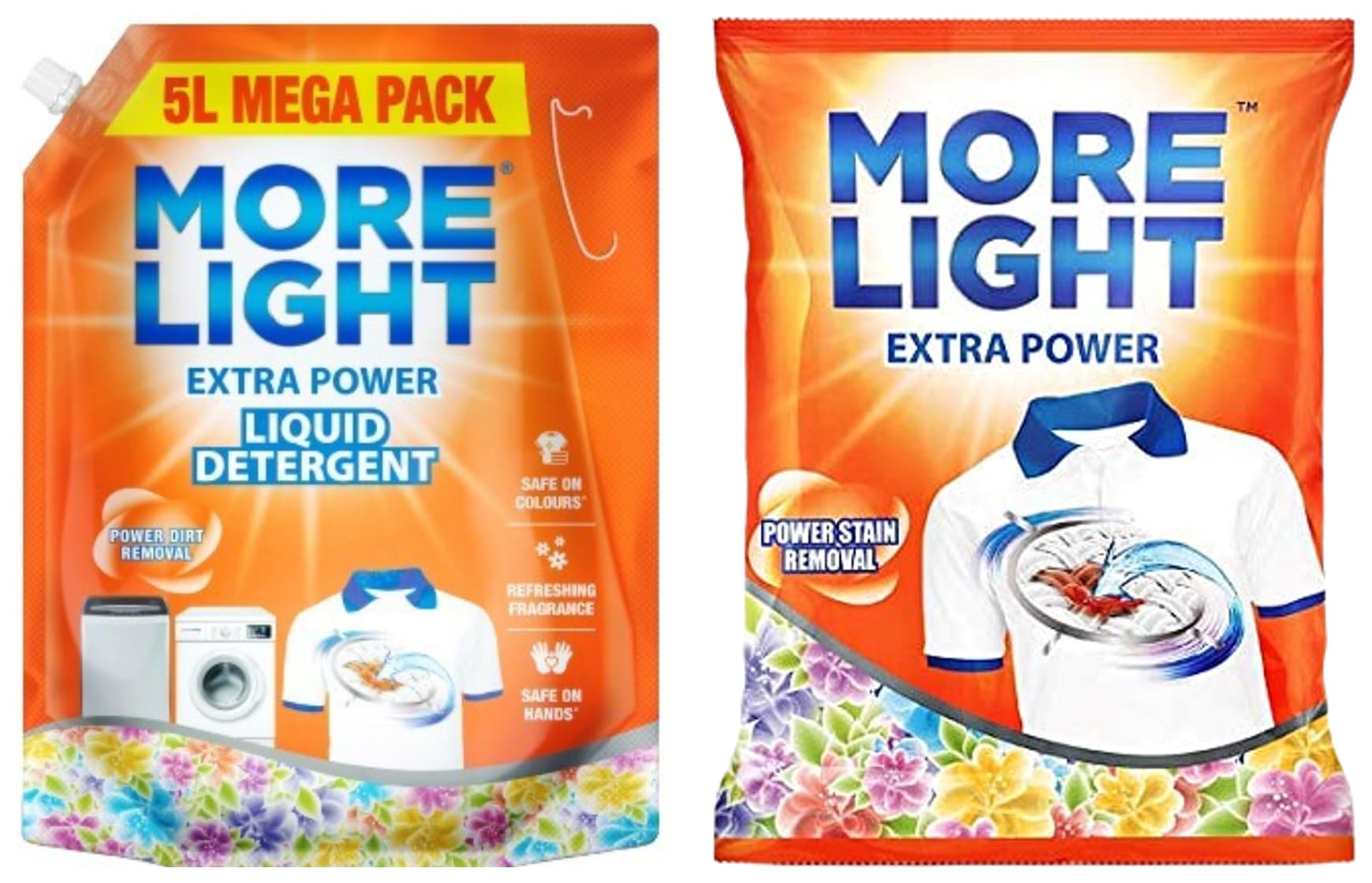Morelight Detergent powder 4kg & Extra Power Liquid Detergent 5 l (Pack ...