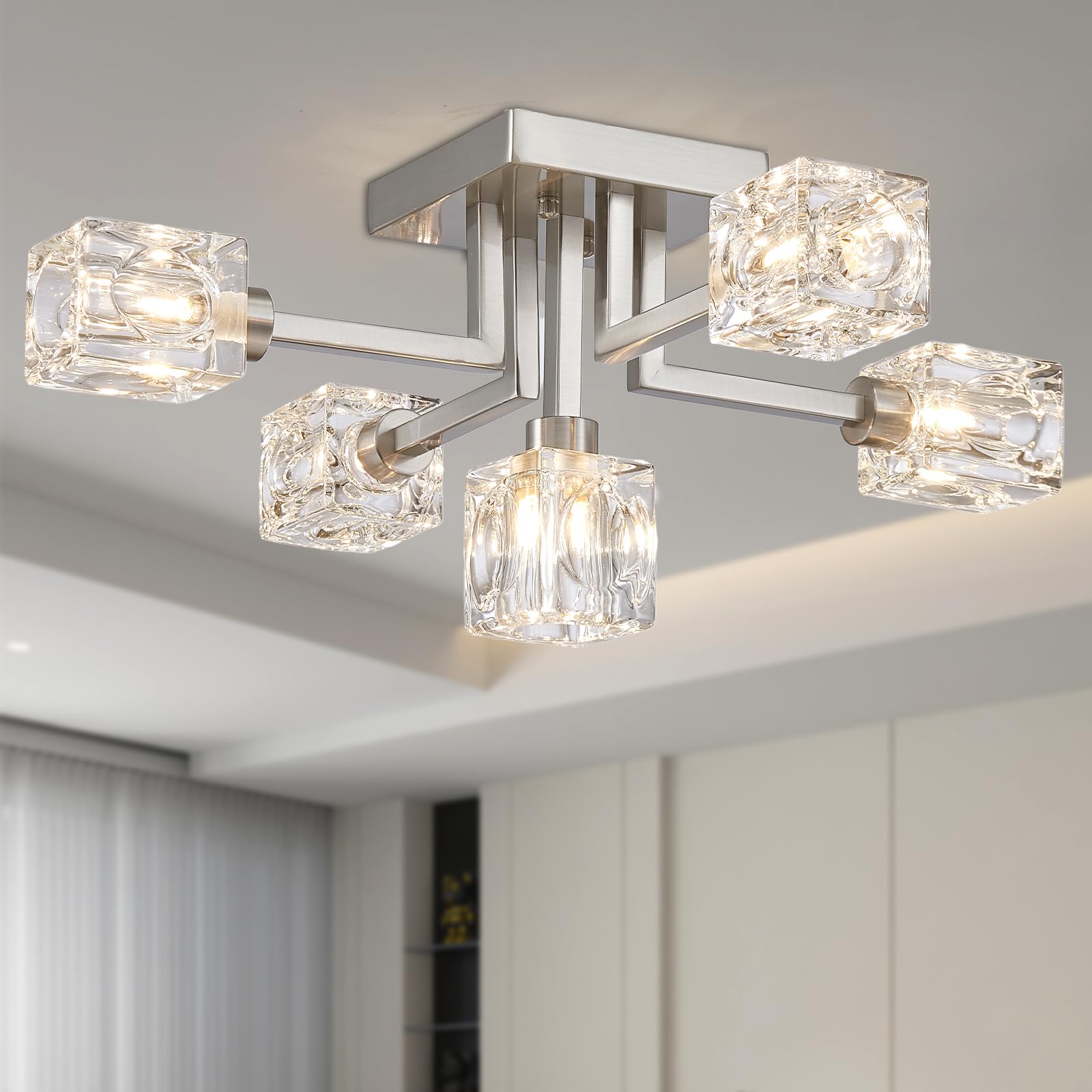 Majhoiw Semi Flush Mount Ceiling Light Fixture, 5-Light Modern ...