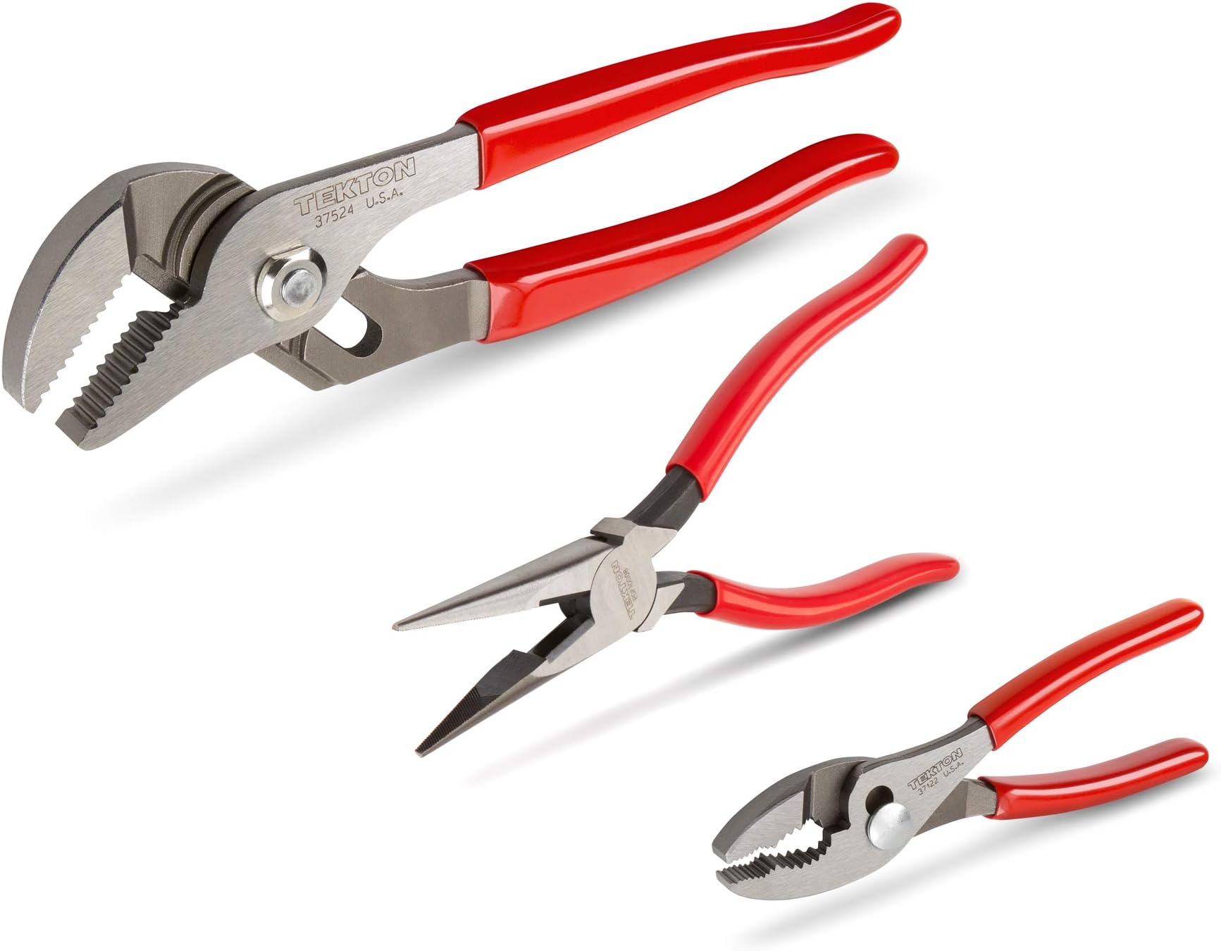 TEKTON Gripping Pliers Set, 3-Piece (Long Nose, Slip Joint, Groove ...