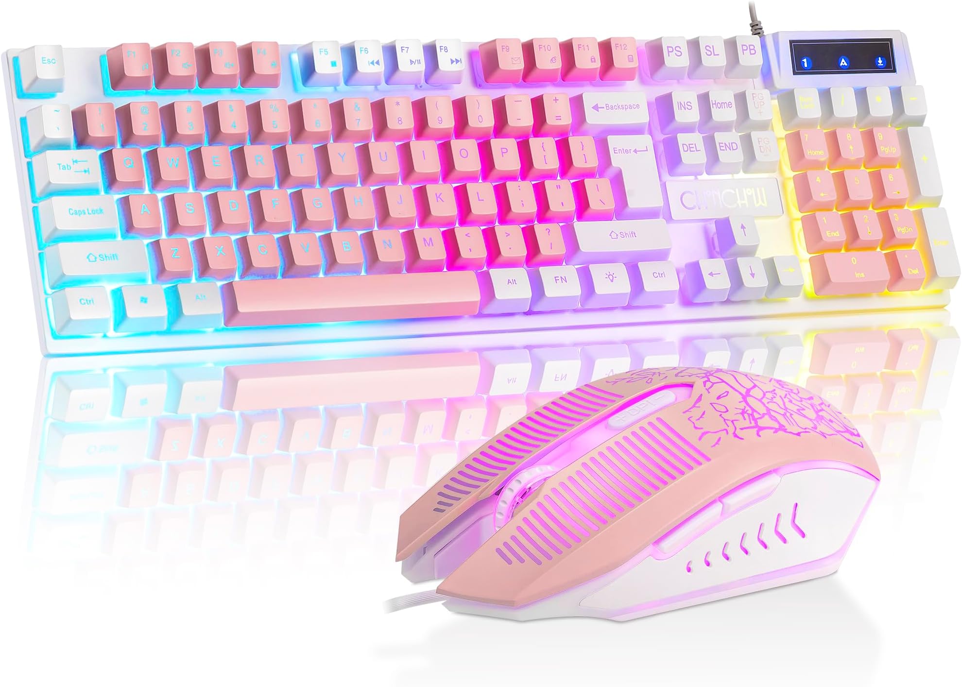 Amazon.com: CHONCHOW Pink Keyboard and Mouse Combo with Backlit ...