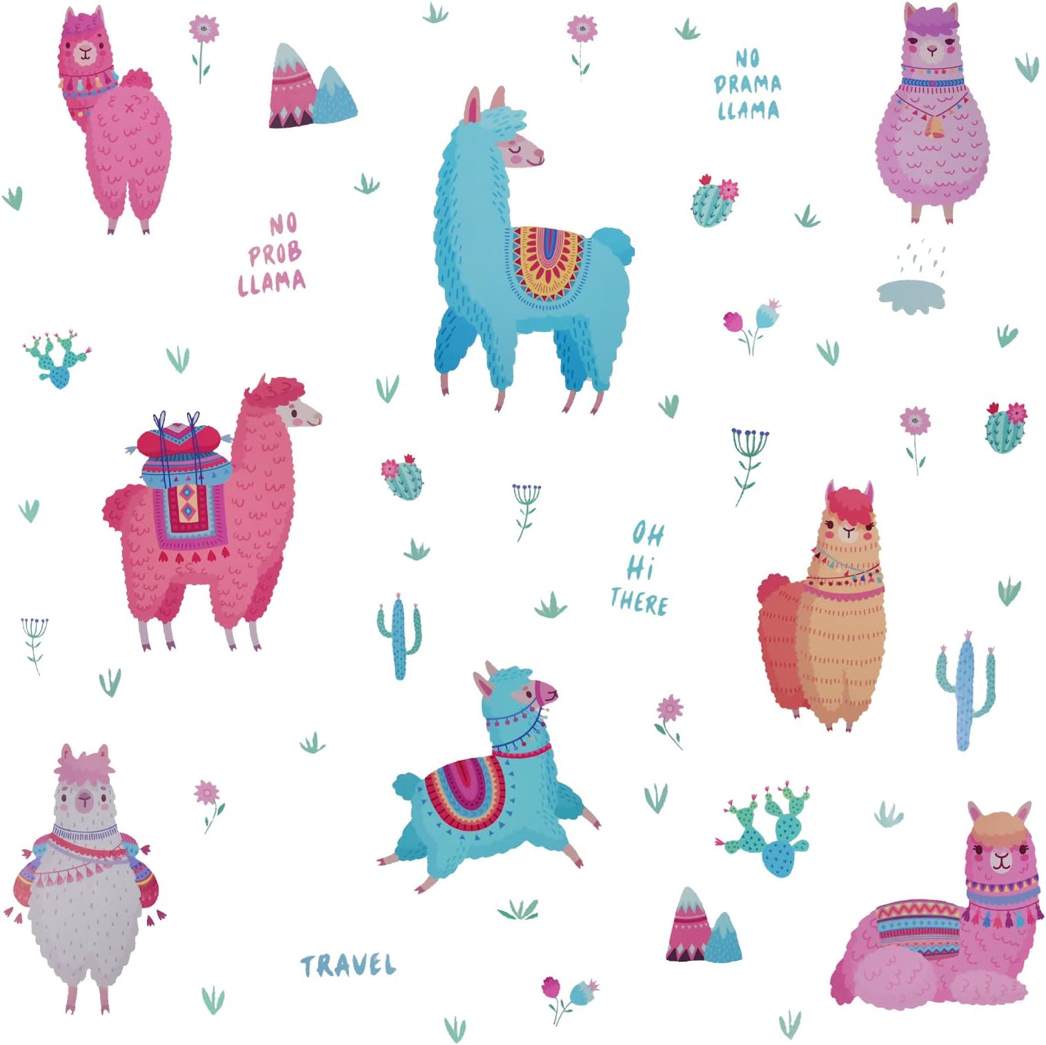 Amazon.com: WallPops WPK2578 Laid Back Llamas Wall Art Kit, Grey ...