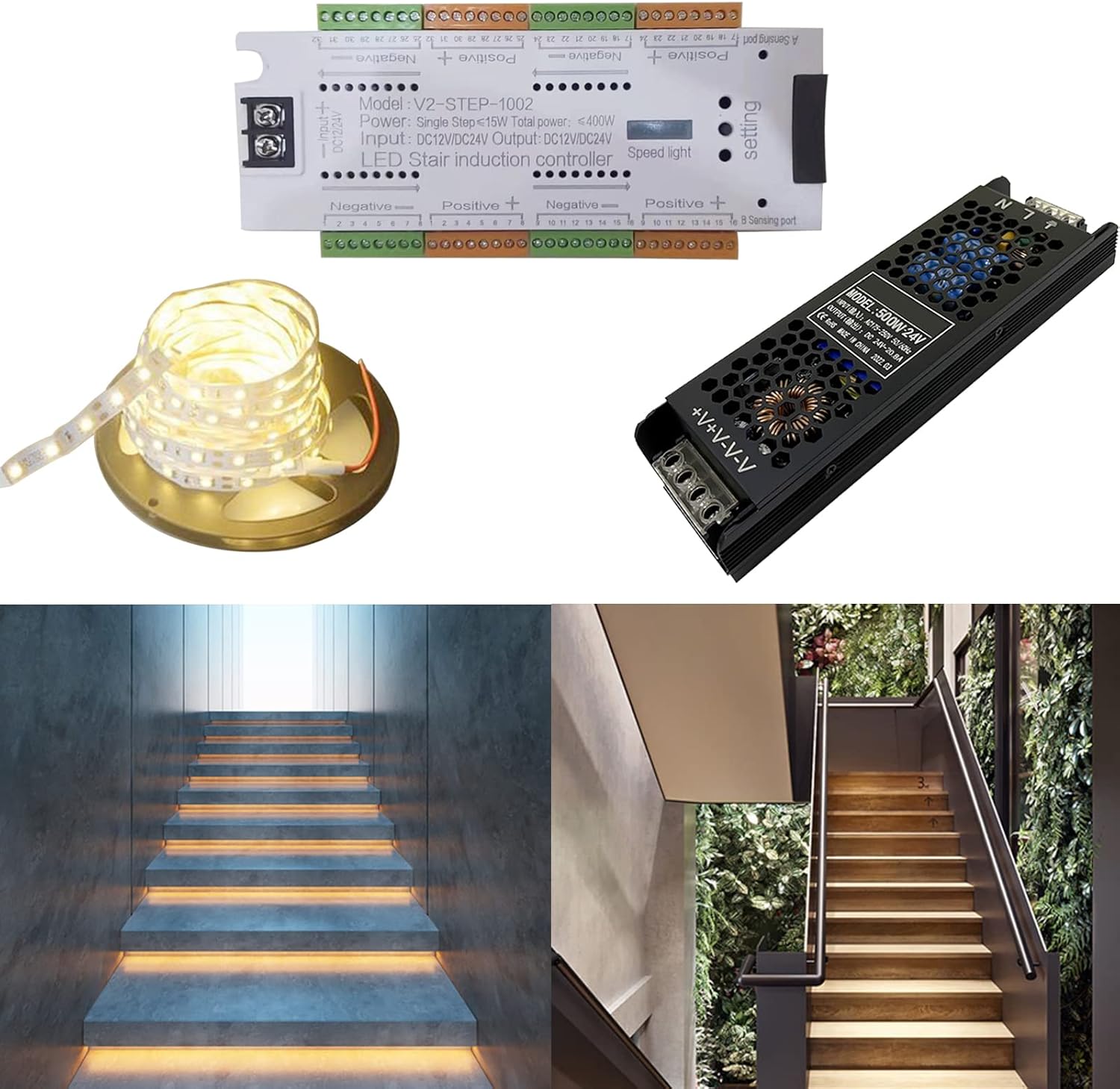 TWSOUL LED Motion Sensor Stair Light Set,32 Light Automatic Step System ...