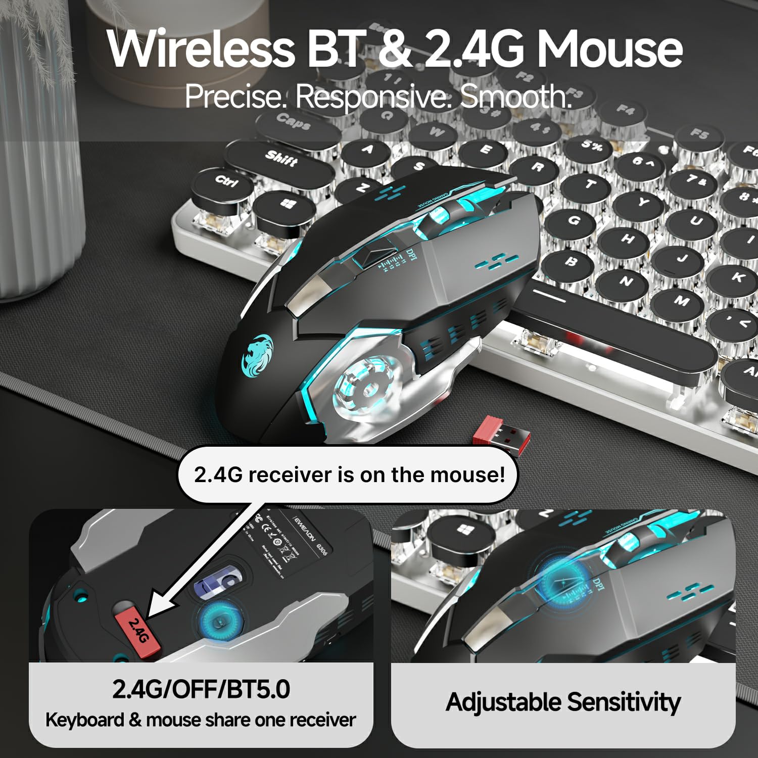Snapklik.com : EWEADN TK950 Typewriter Mechanical Keyboard And Mouse ...