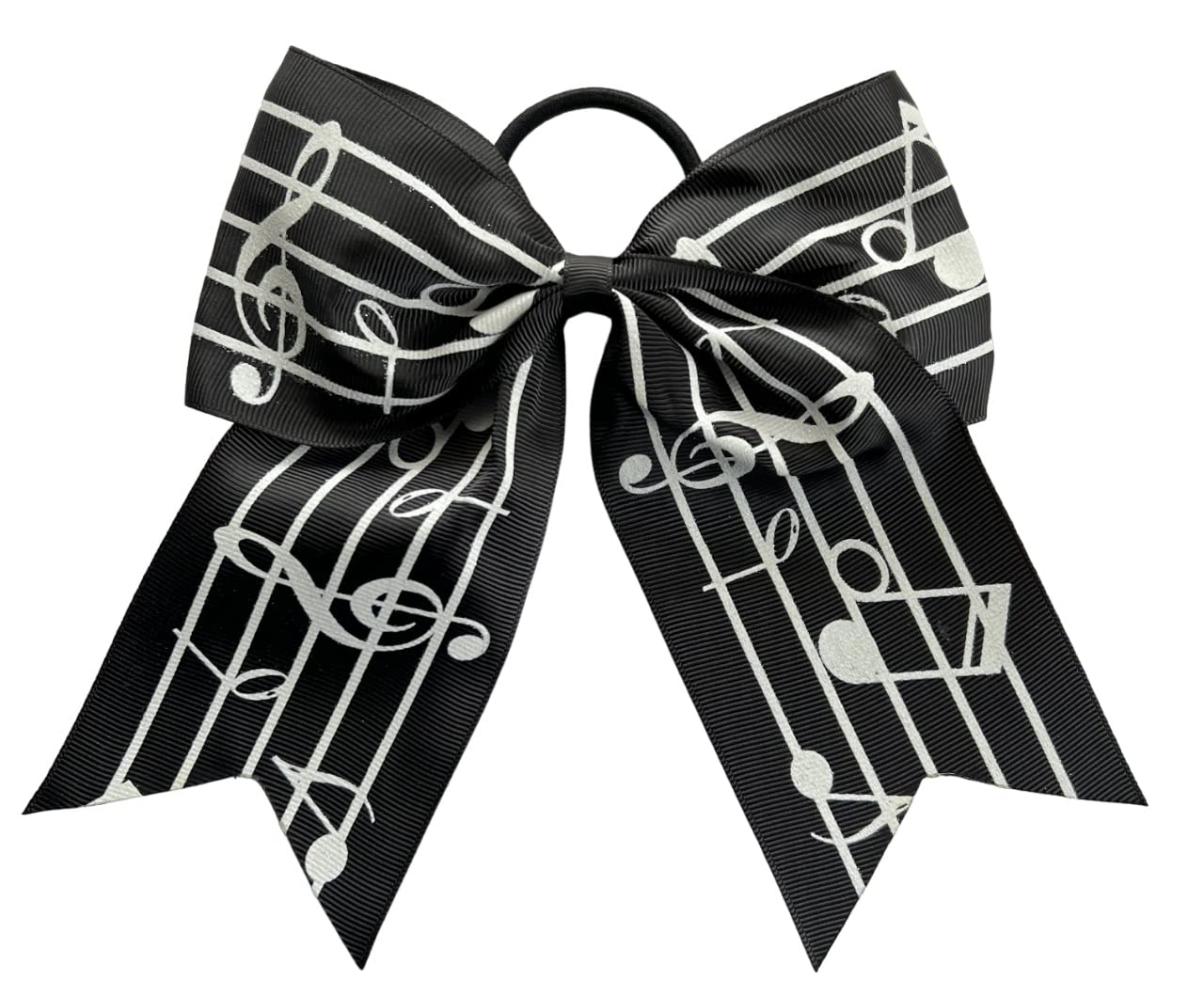 Amazon.com : NEW "GLITTERY MUSIC NOTES" Cheer Bow Pony Tail 7 Inch ...