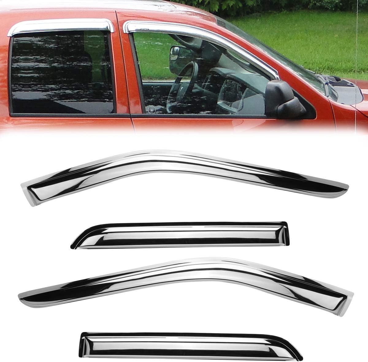 Amazon.com: Deebior 94040Y Chrome Side Window Visor Wind Vent Deflector ...