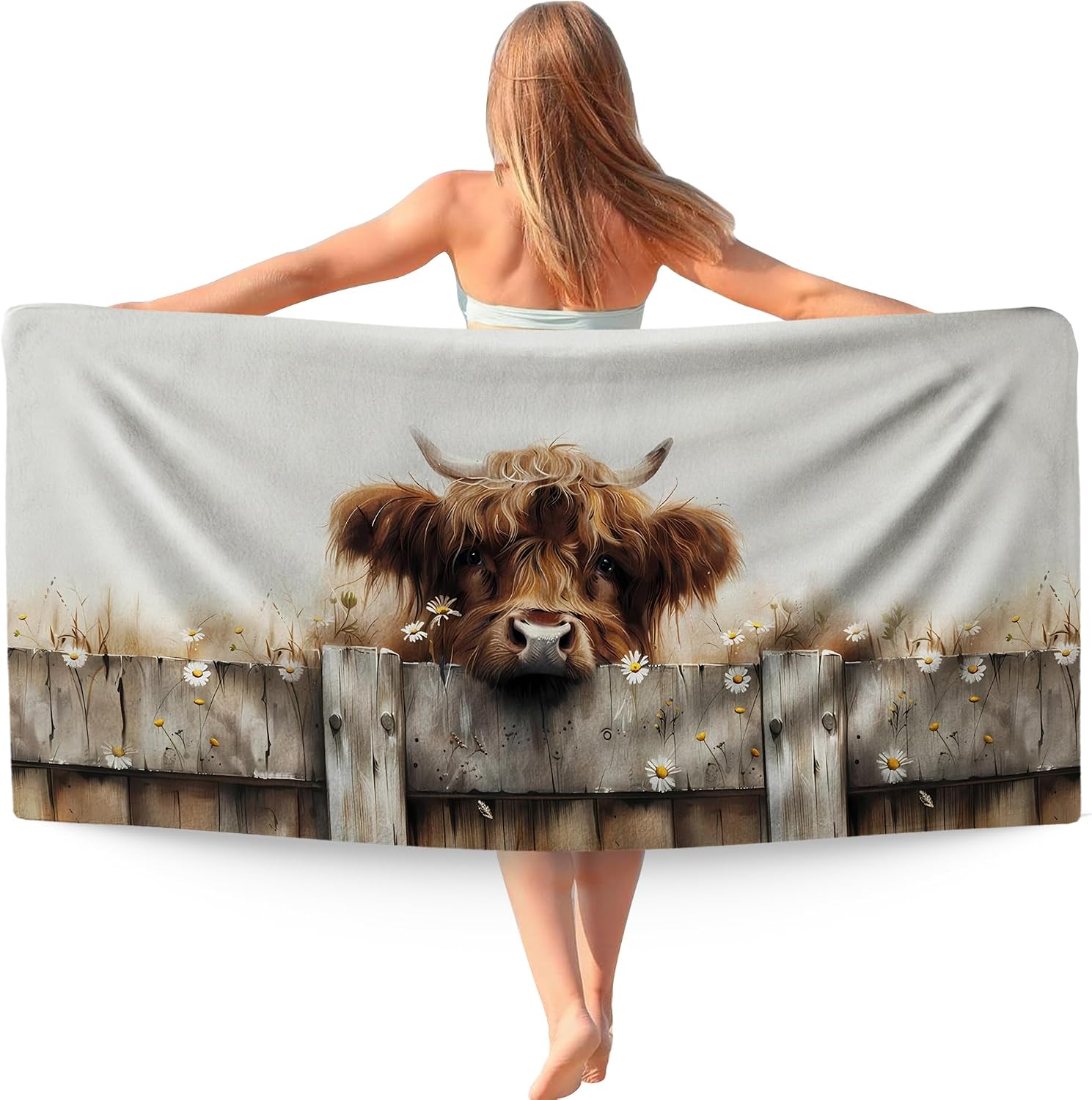 Amazon.com: WAITPI Western Cow Beach Bath Towel, Vintage Farmhouse ...