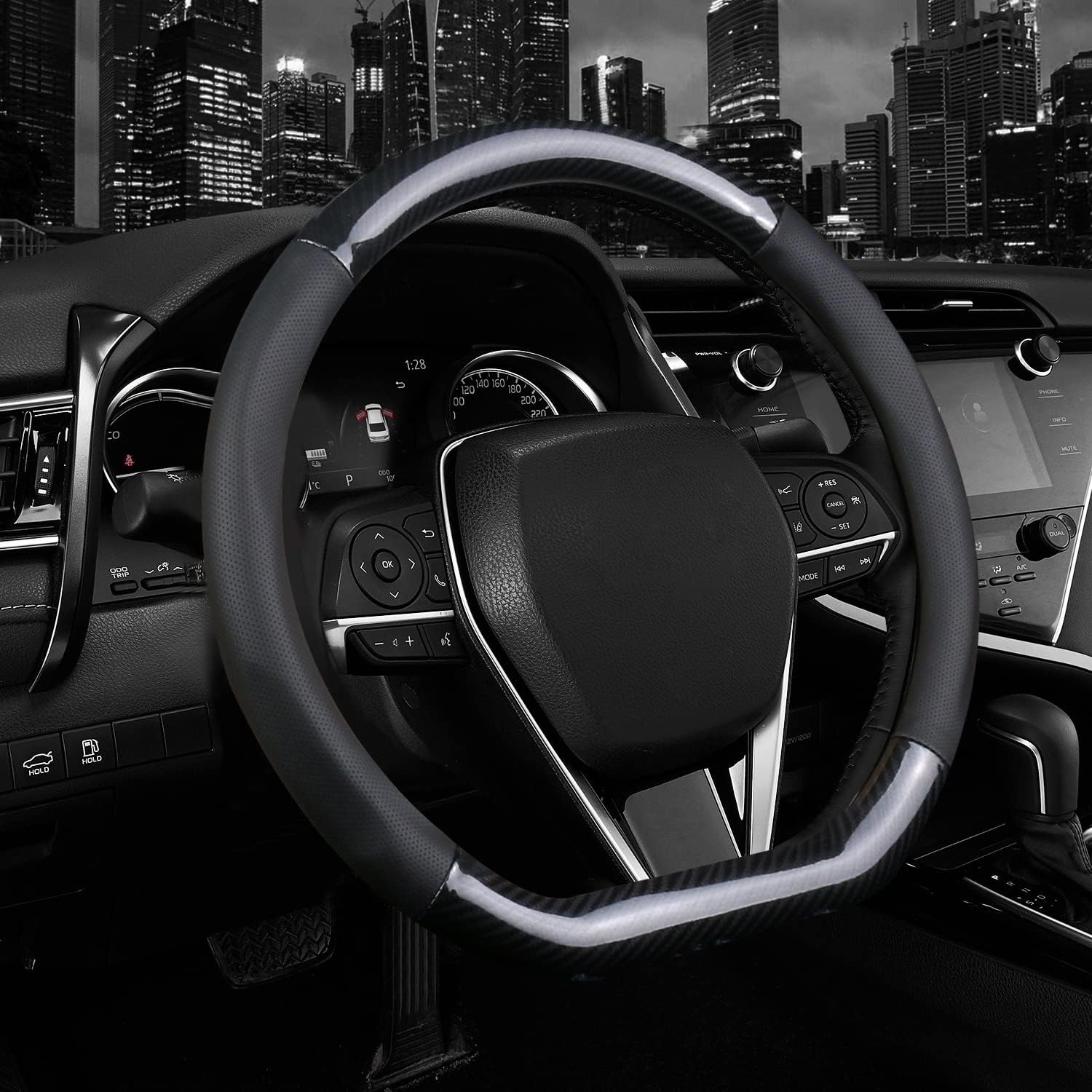 Funda para volante en forma de D, protector de volante de coche de ...