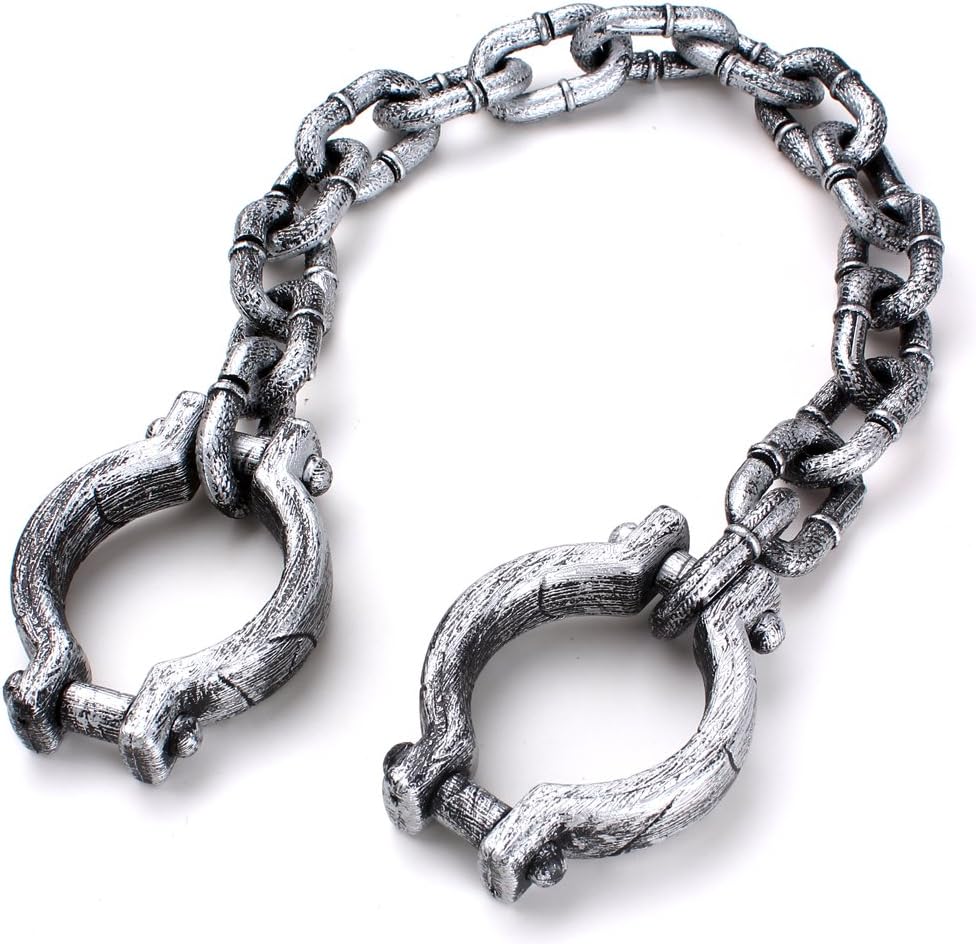 Amazon.com: HAZOULEN Plastic Halloween Shackles on Chain for Handcuffs ...