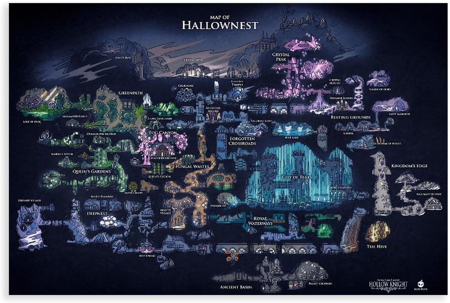 Video Game Hollow Knight Map of Hallownest Poster 1 Canvas Poster Wall ...