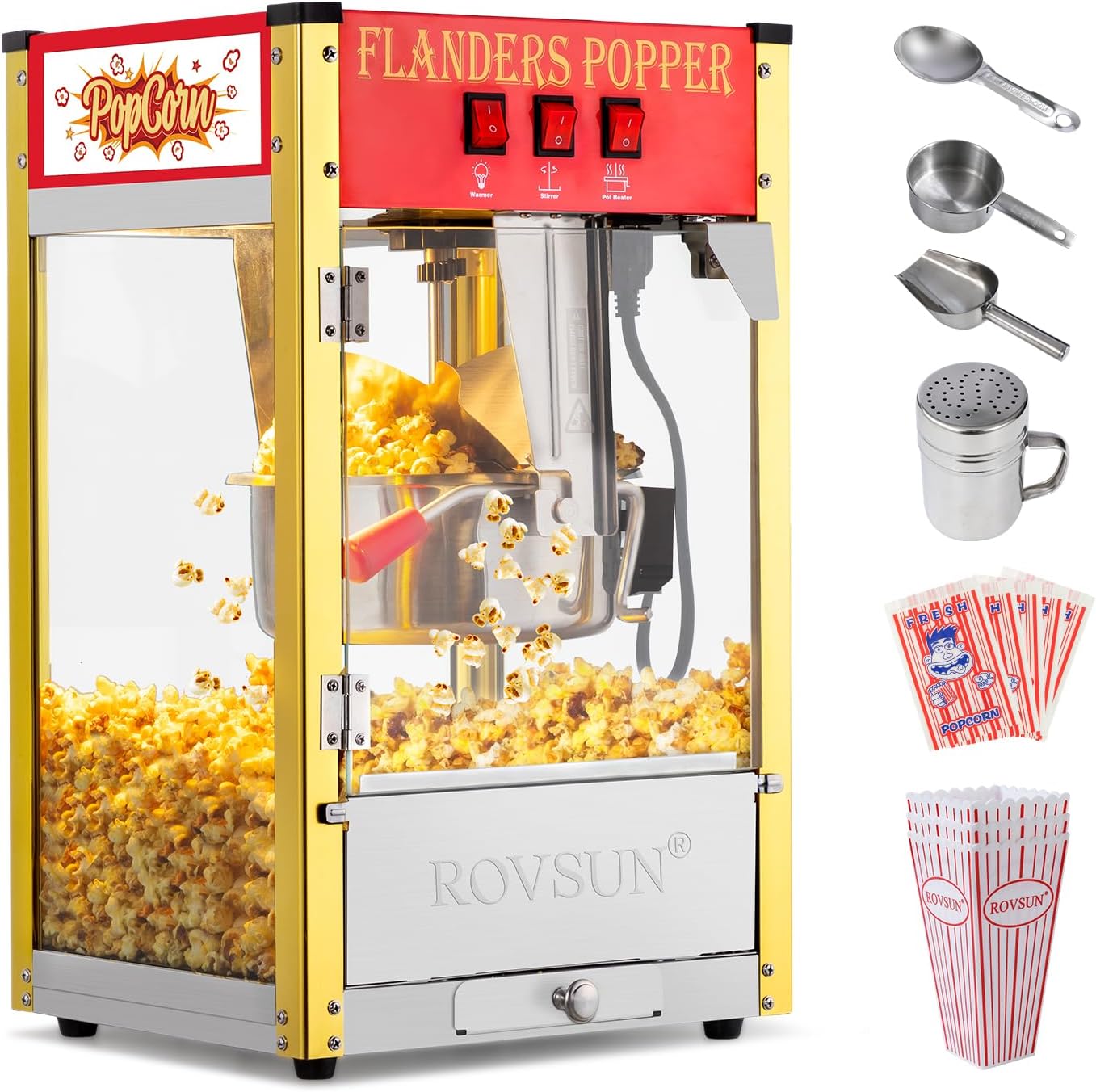 Amazon.com: VEVOR Commercial Popcorn Machine, 8 Oz Kettle, 850 W ...
