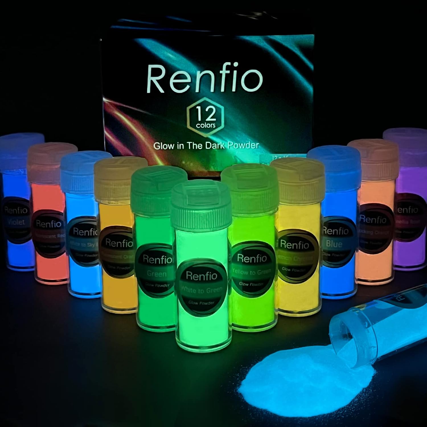 Amazon.com: Renfio 12 Colors Glow in The Dark Powder Set, 9.86oz 276g ...