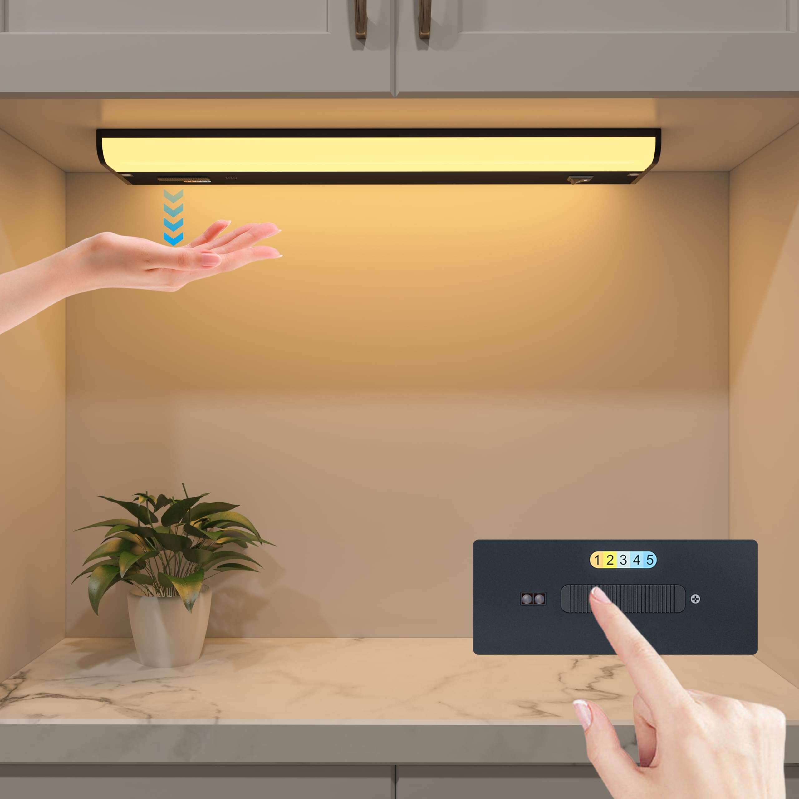 Hand Wave Motion Sensor Under Cabinet Lighting Hardwired or Plug in, 12 ...