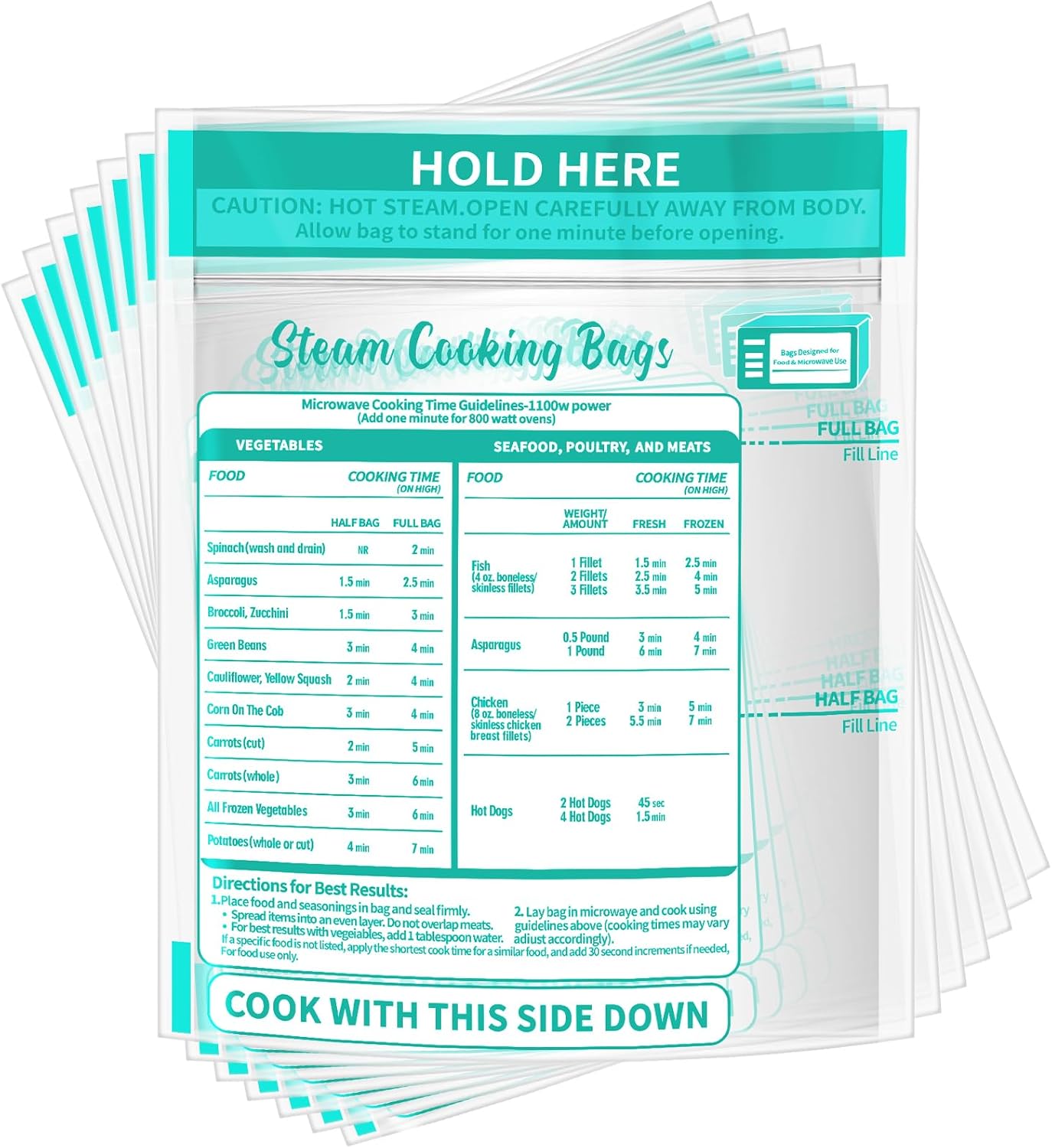 Amazon.com: Resurhang 100 Pcs Zipper Microwave Steam Bags Reusable ...